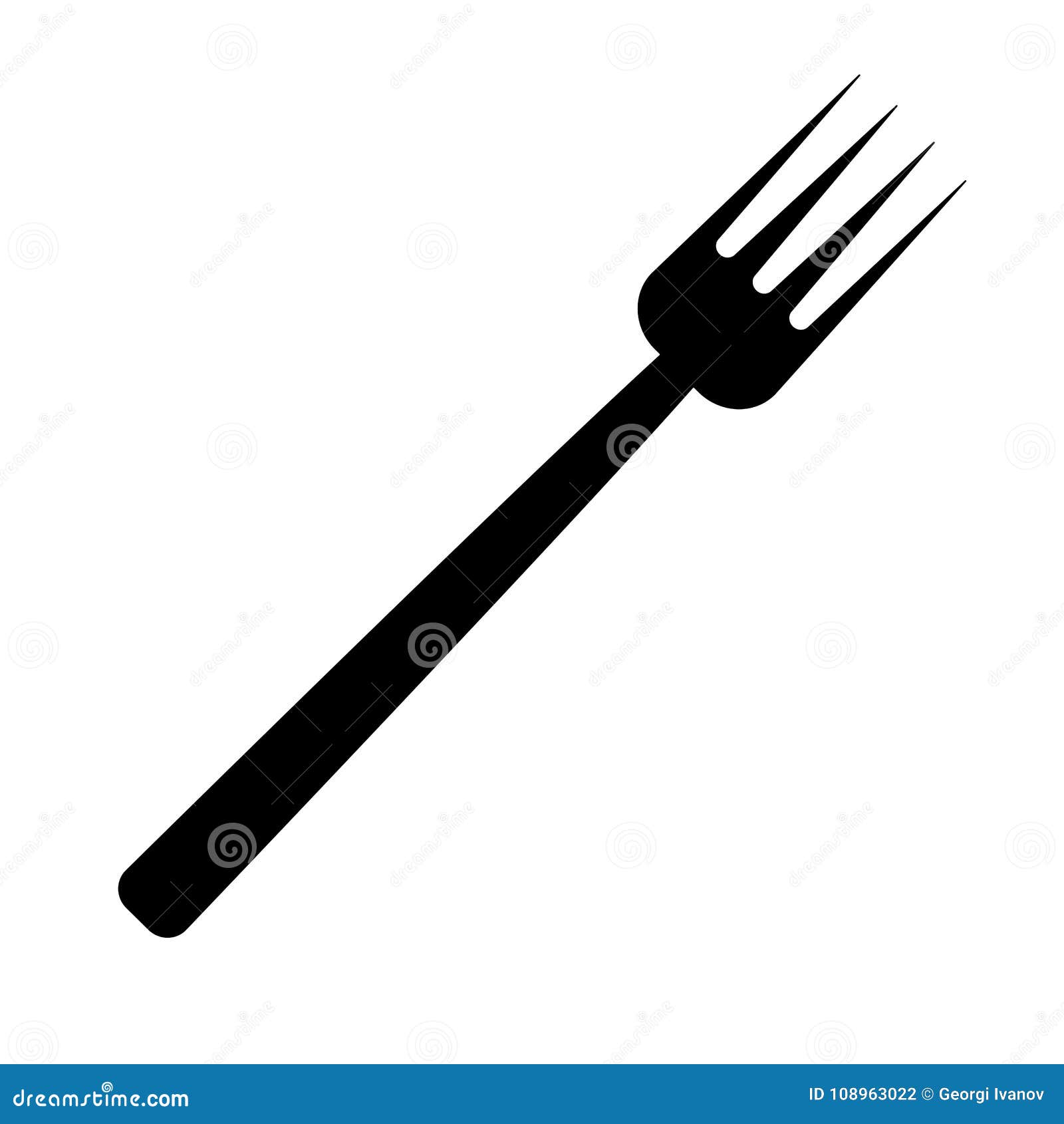 Simple Fork Silhouette. Isolated on White Stock Vector - Illustration ...