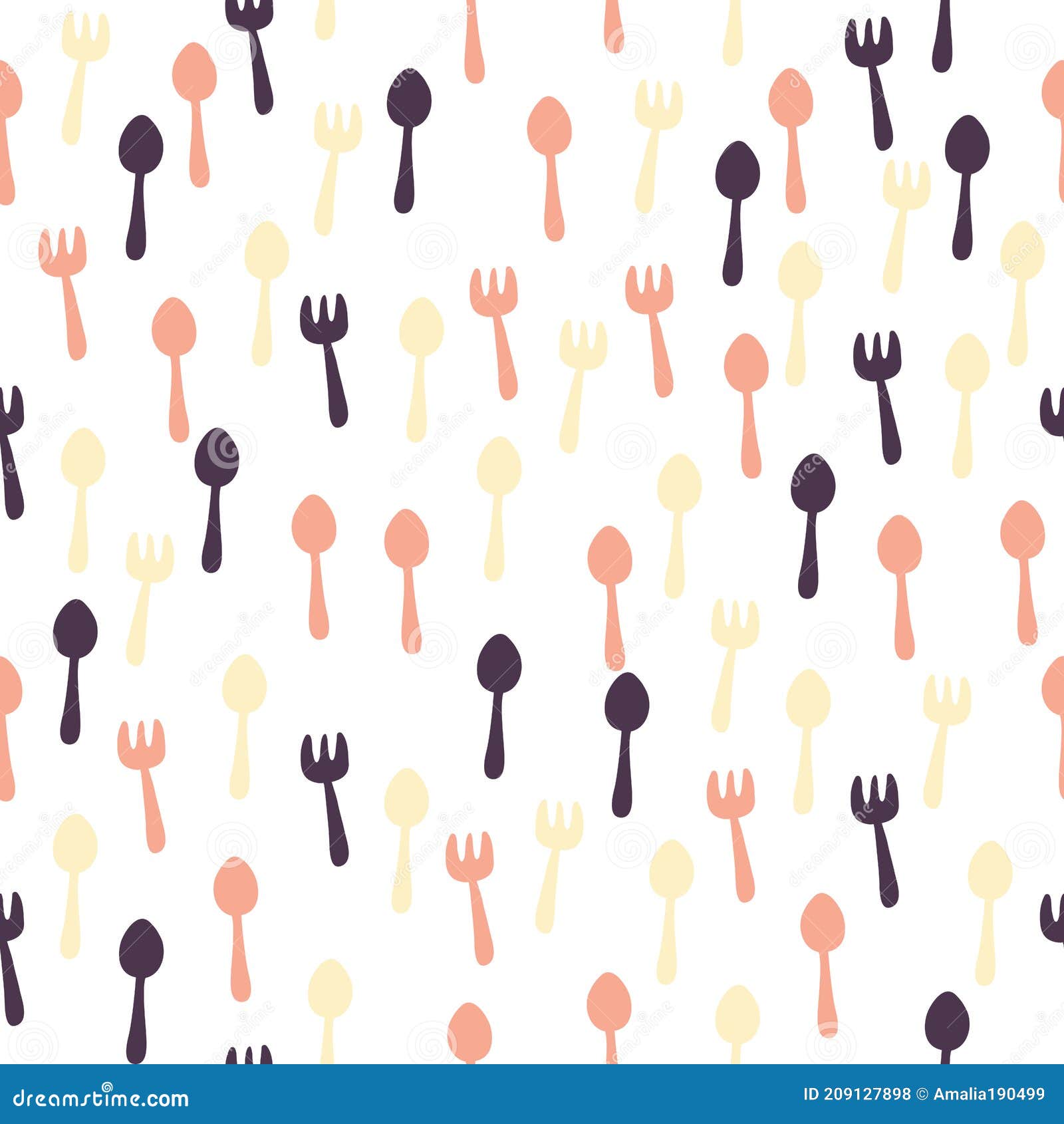 Simple Fork and Spoon Doodle Repeat Pattern Design Stock Vector ...