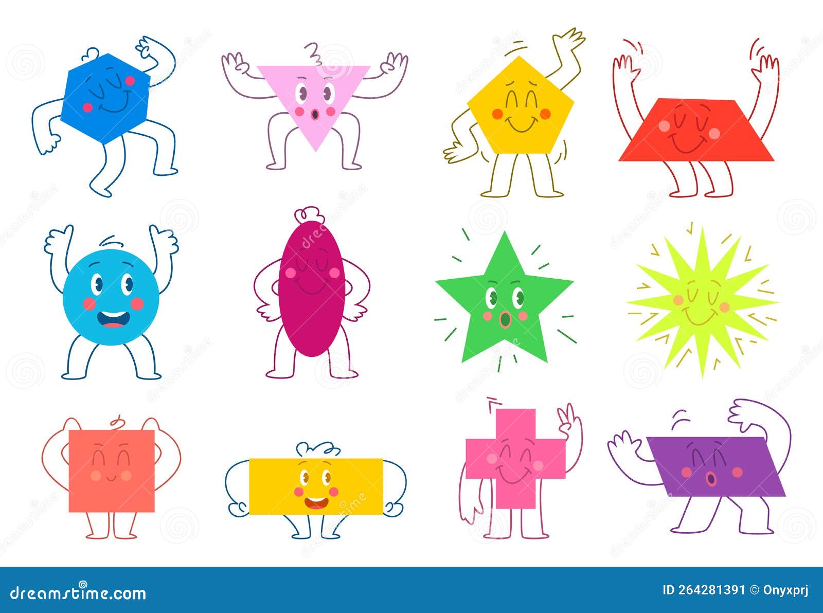 Simple Form Characters. Geometric Abstract People with Funny Emotions ...
