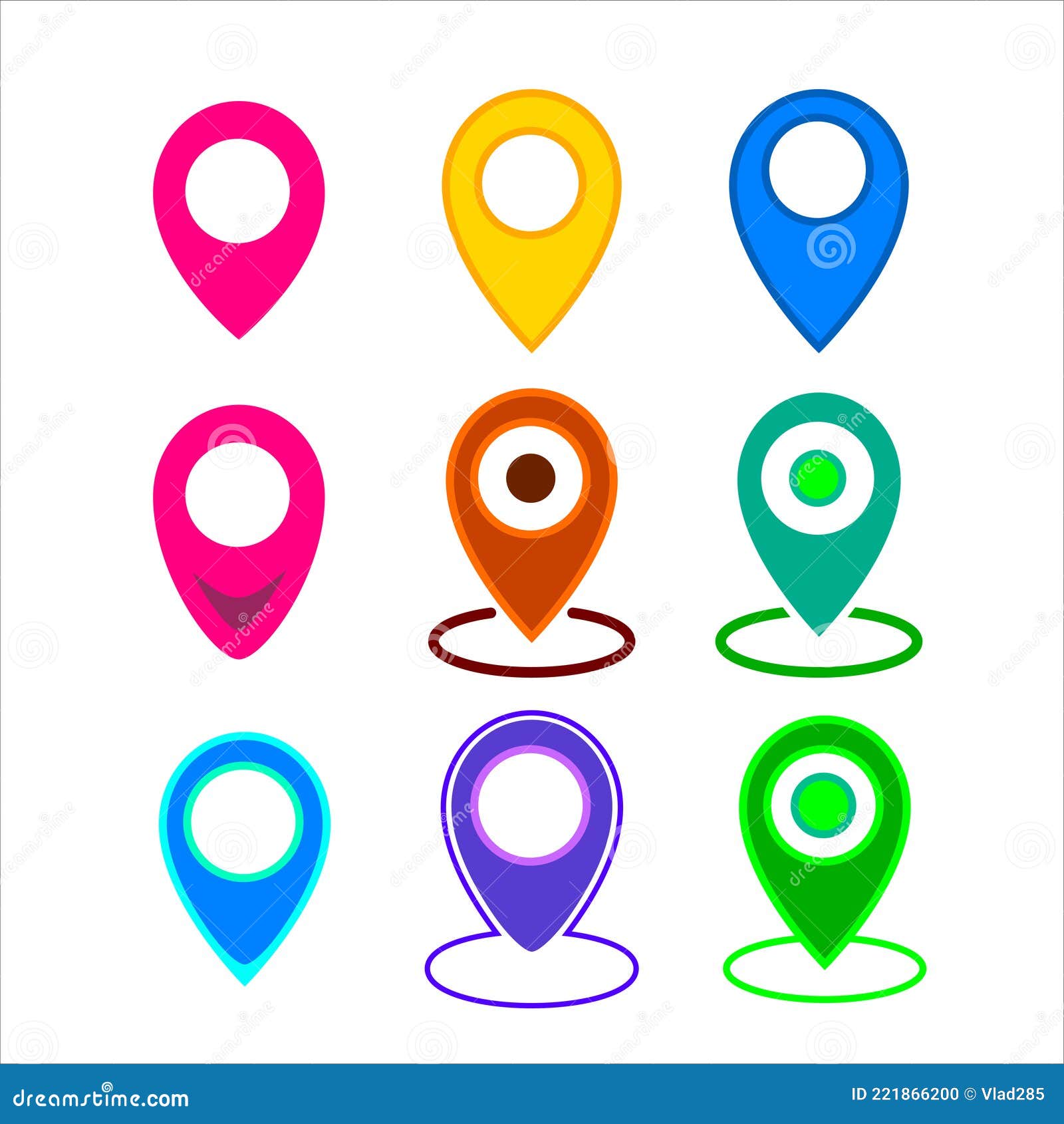 Simple Forms of Point of Location Stock Illustration - Illustration of ...