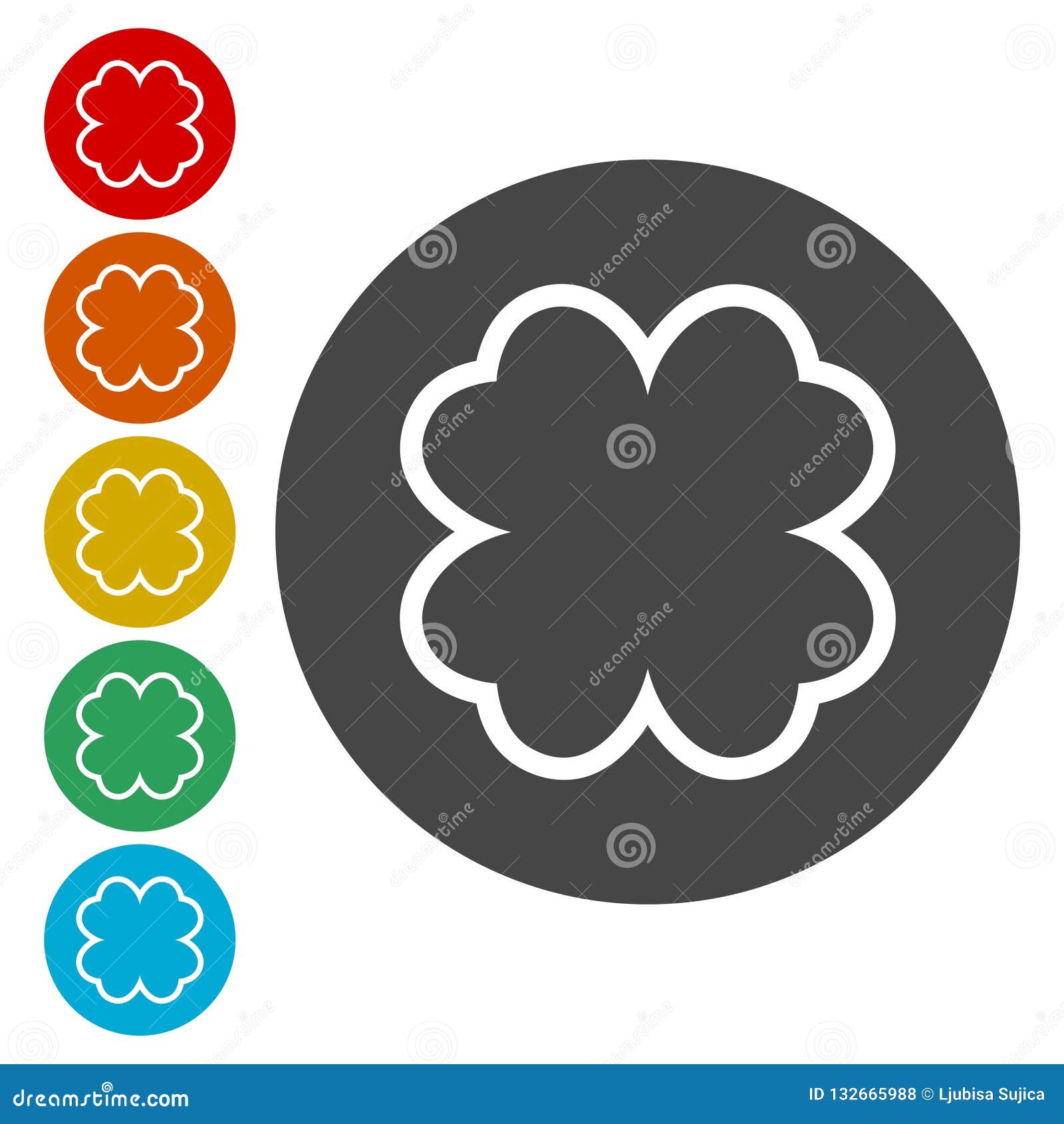 Simple Four Leaf Clover Icons Set Stock Vector - Illustration of clover ...