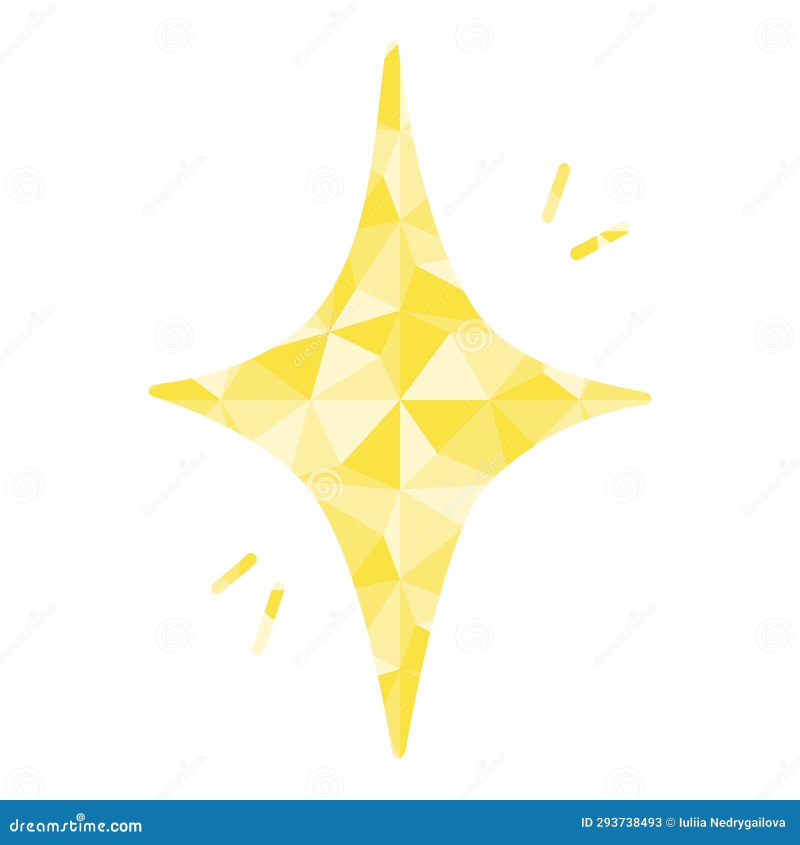 Simple Four Pointed Yellow Star with Abstract Triangle Pattern Inside ...