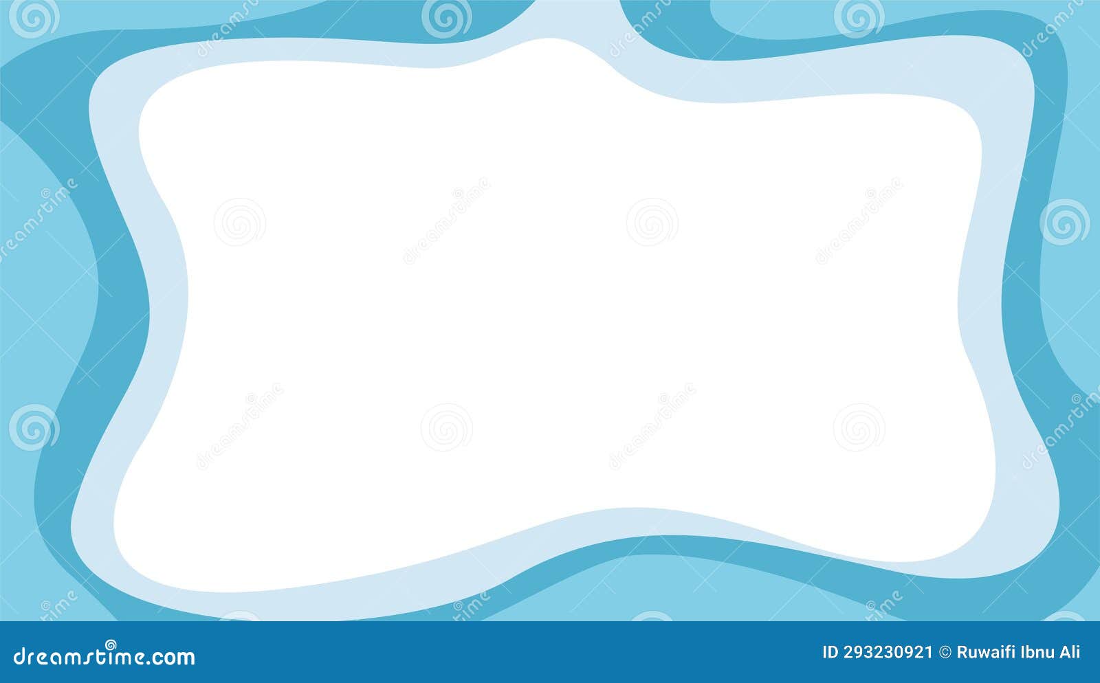 Simple Frame Border Background Whit Blue Wavy Shapes Stock Illustration ...