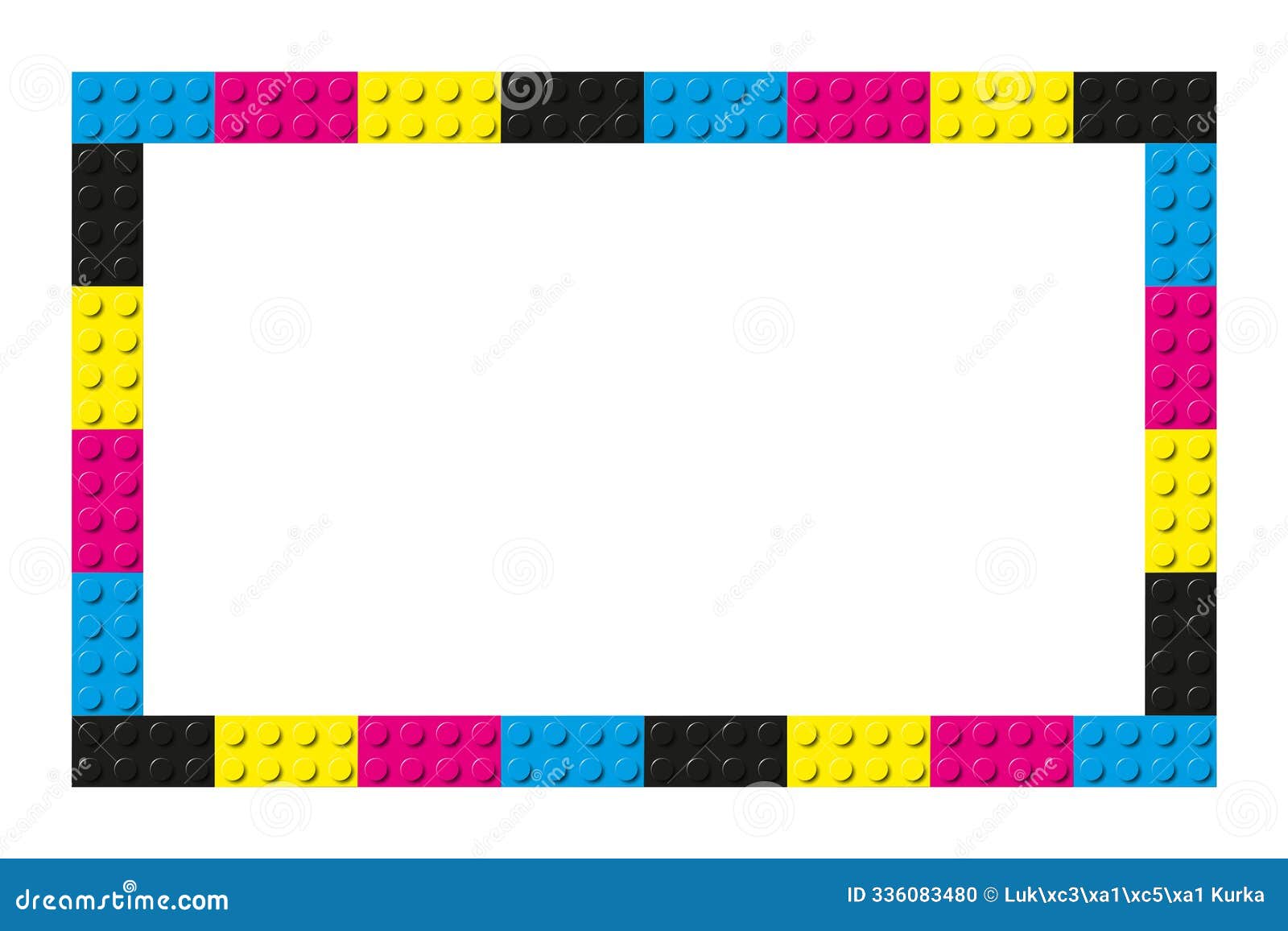 Simple Frame Composed of Cmyk Colors Toy Blocks. Brick Banner. Abstract ...