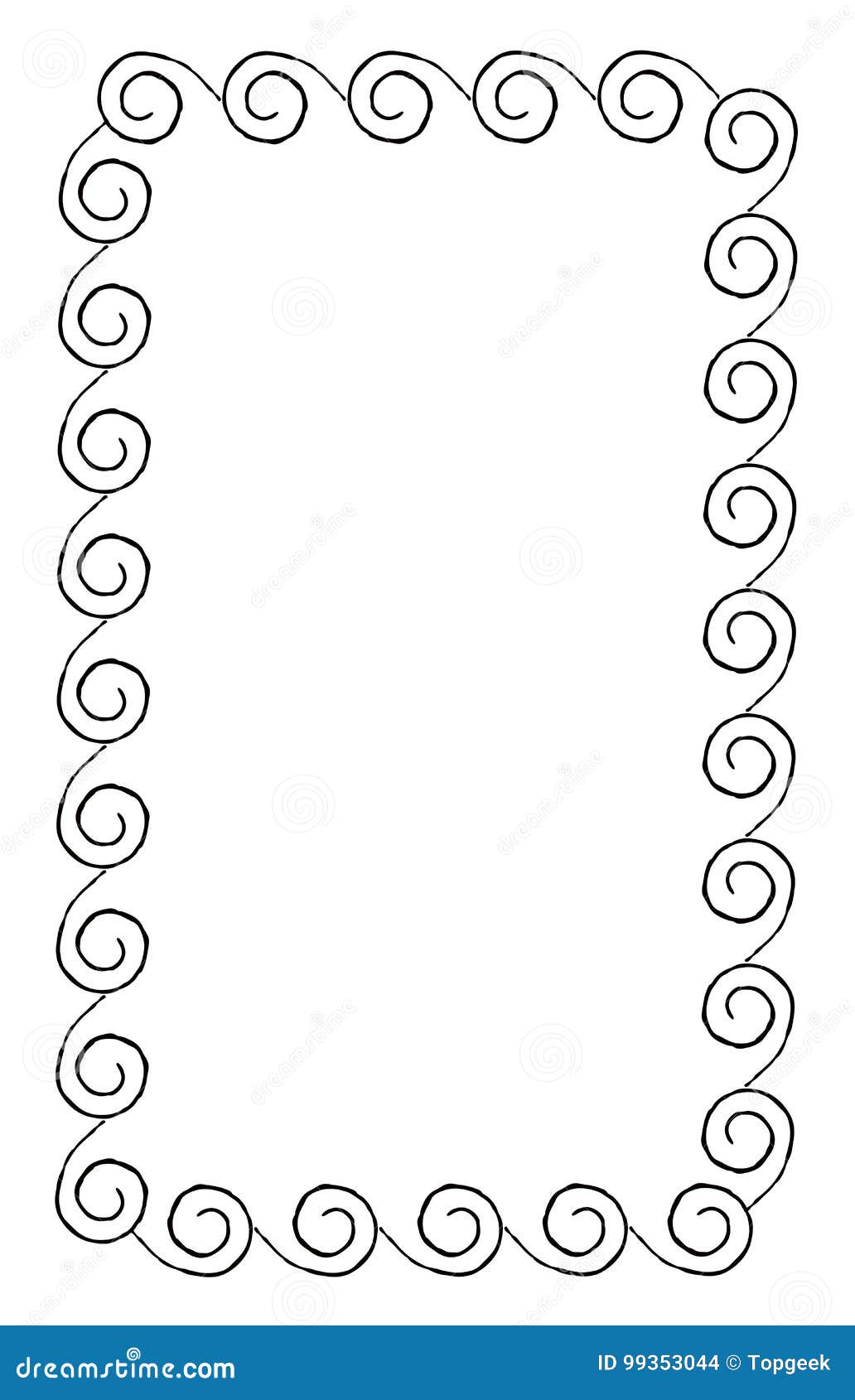 Simple Frame with Curved Swirles Rectangular Shape Stock Vector ...