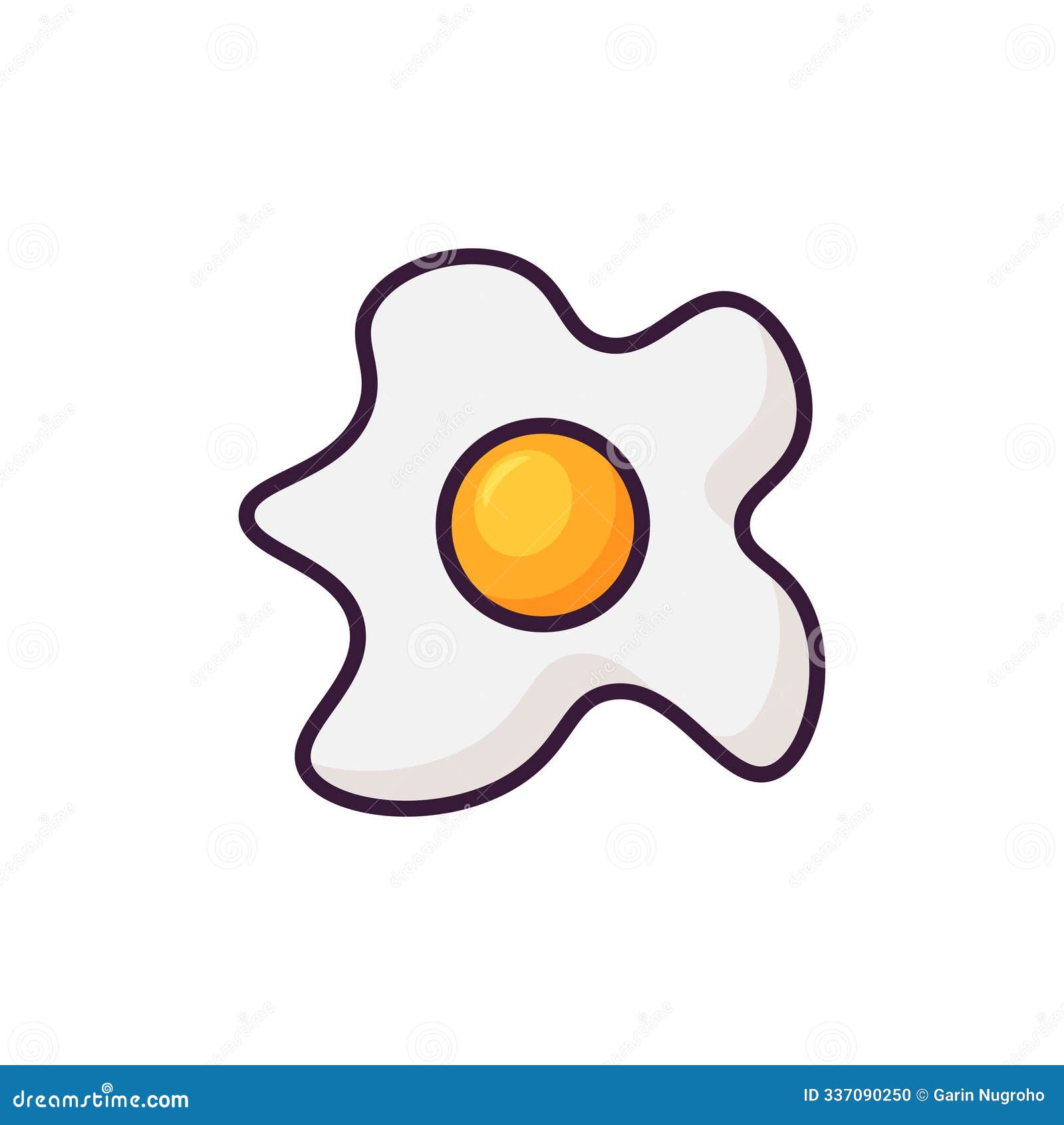 Simple Fried Egg Illustration with Outlined Style Design, Clean Egg ...