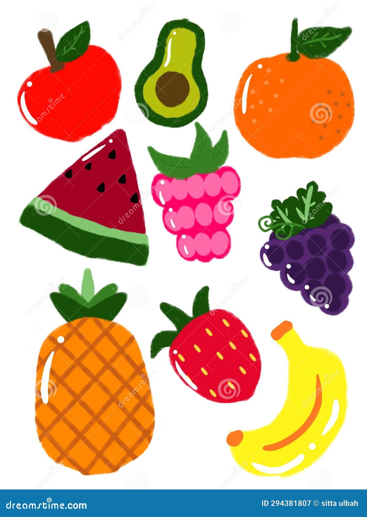 Simple Fruit Cartoon Image for Kids Stock Illustration - Illustration ...