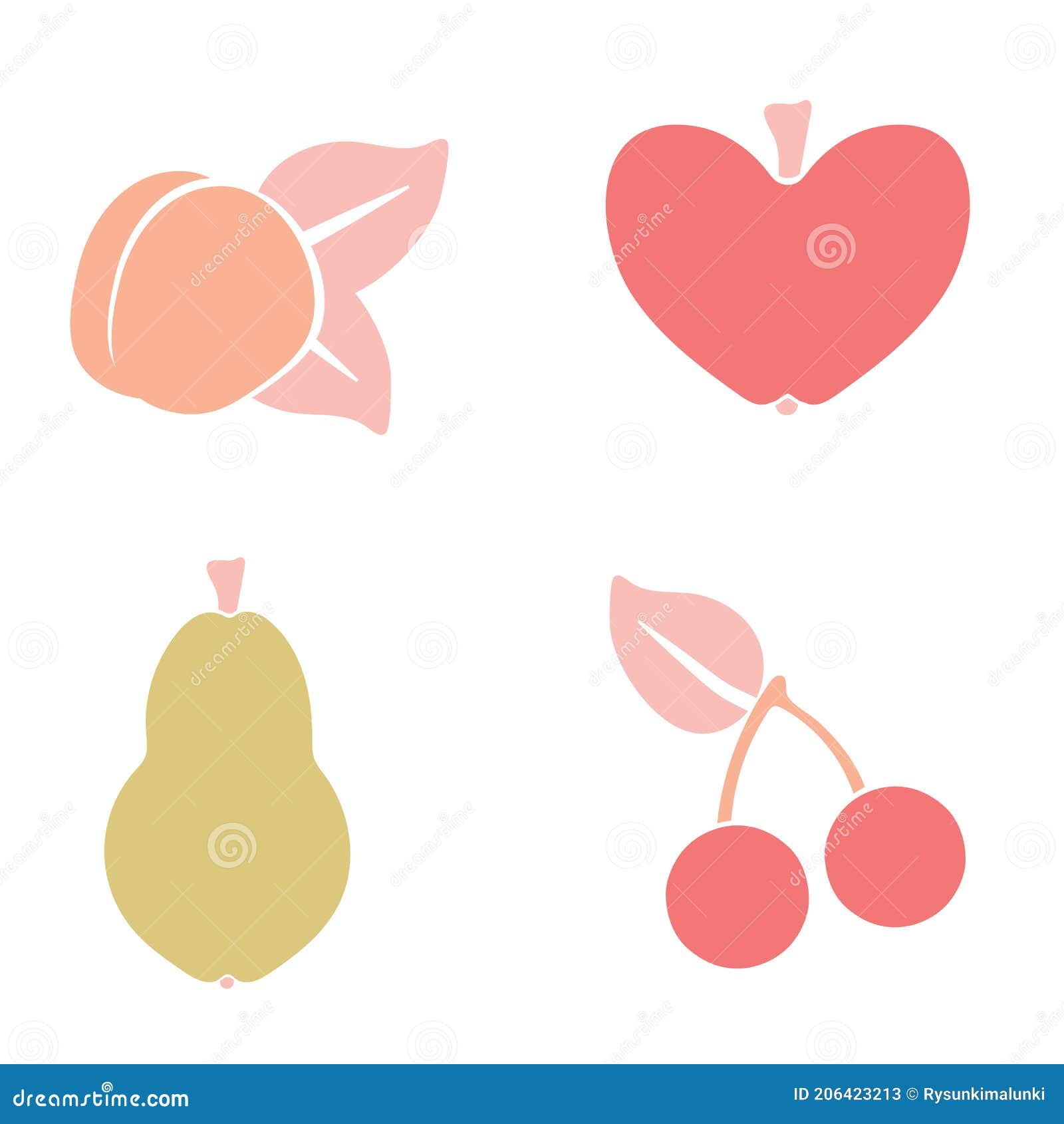 Simple Fruit Vector Flat Illustrations Stock Vector - Illustration of ...
