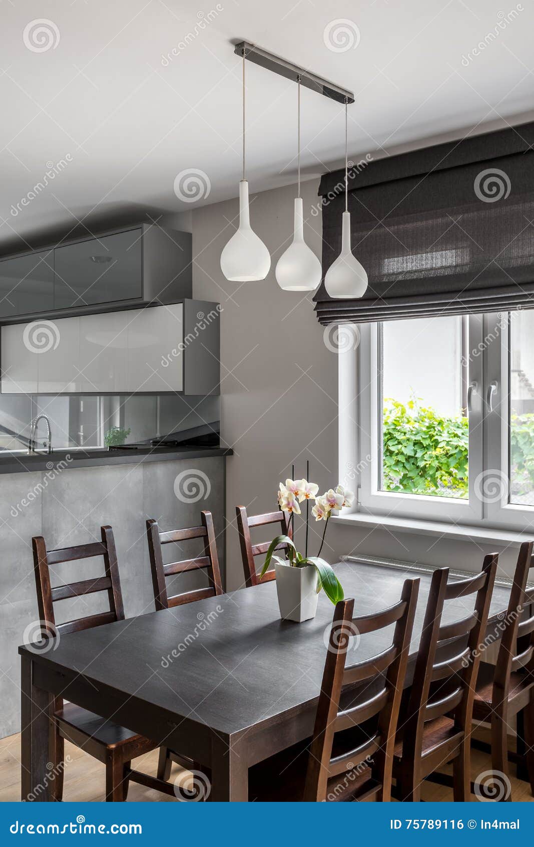 Simple and Functional Dining Area Idea Stock Photo - Image of kitchen ...