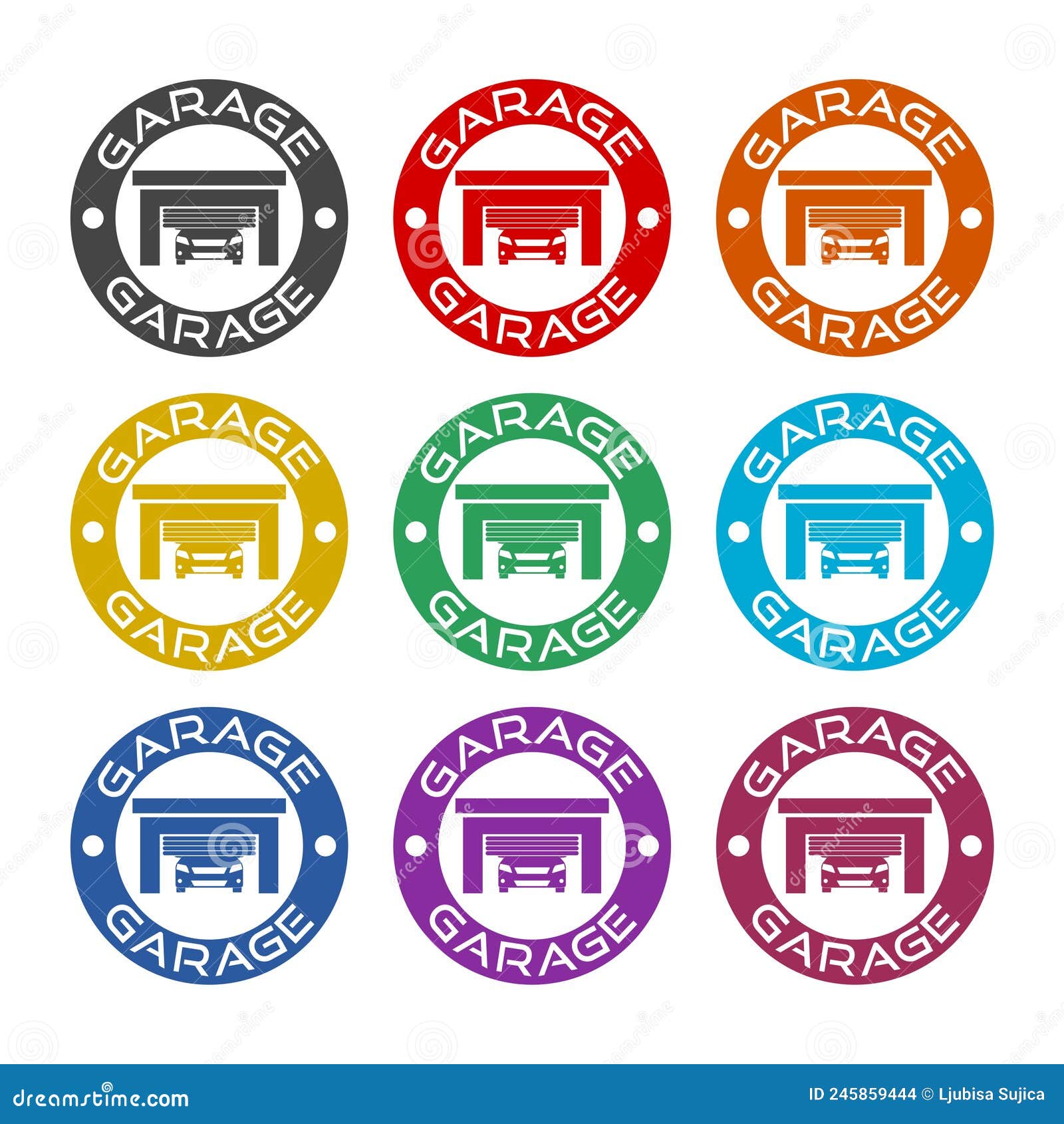 Simple Garage Icon Color Set Stock Vector - Illustration of logotype ...