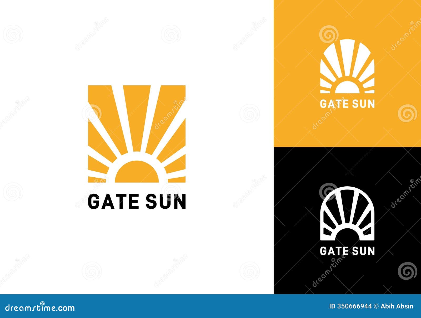 Simple Gate with Sun Energy Logo Design Stock Illustration ...