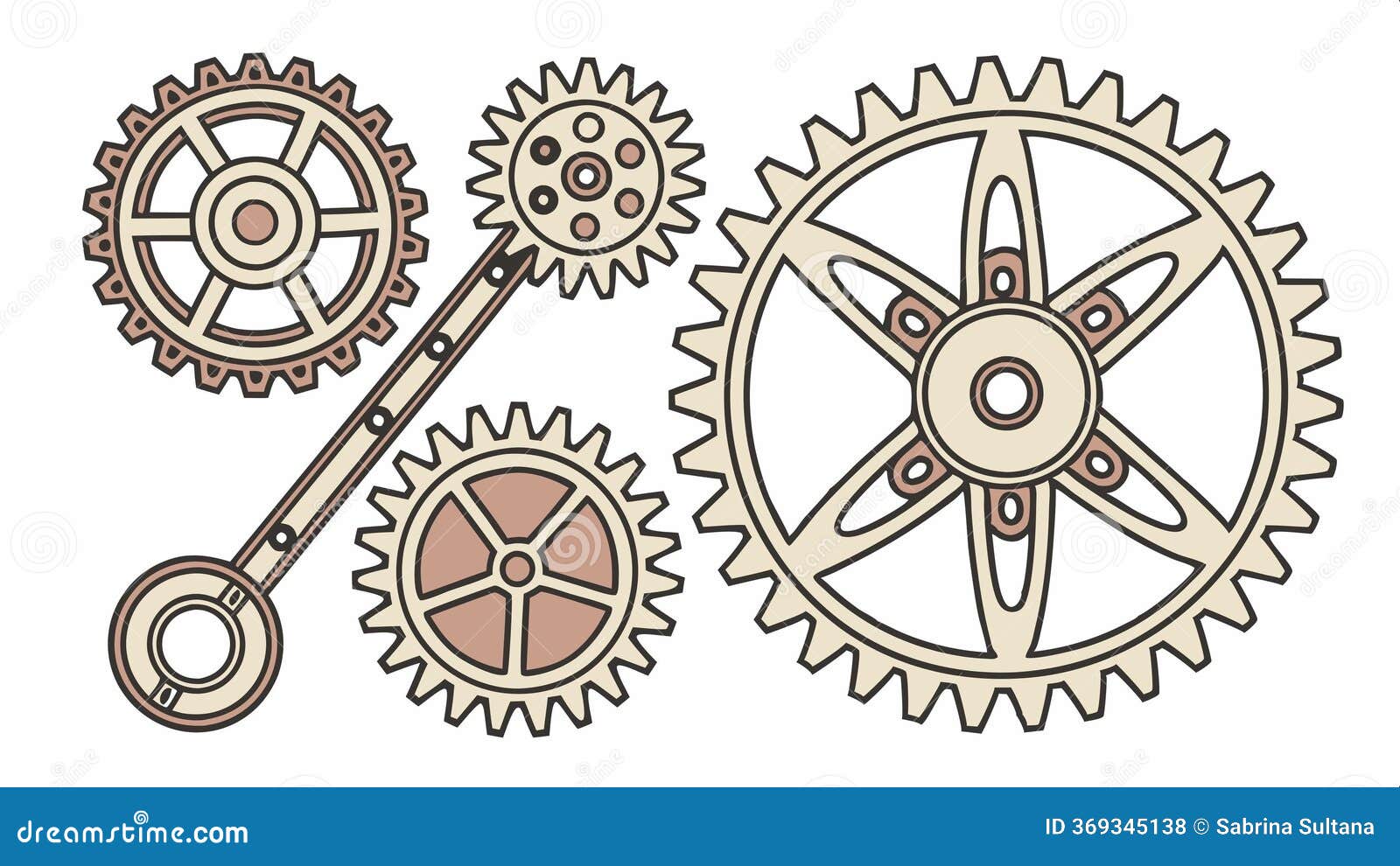 Simple Gear Icons. Wheels Set On Black Background. Vector White ...