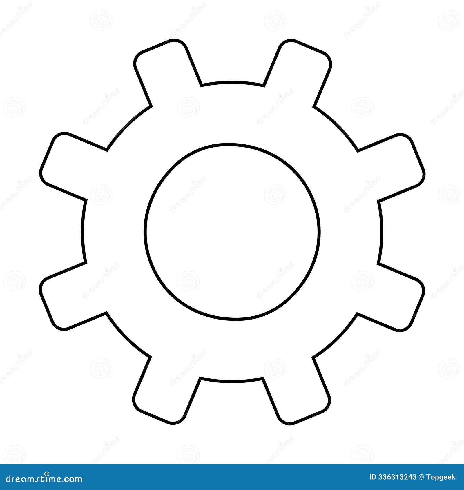 Simple Gear Shape in Black and White Line Art for Mechanical and ...