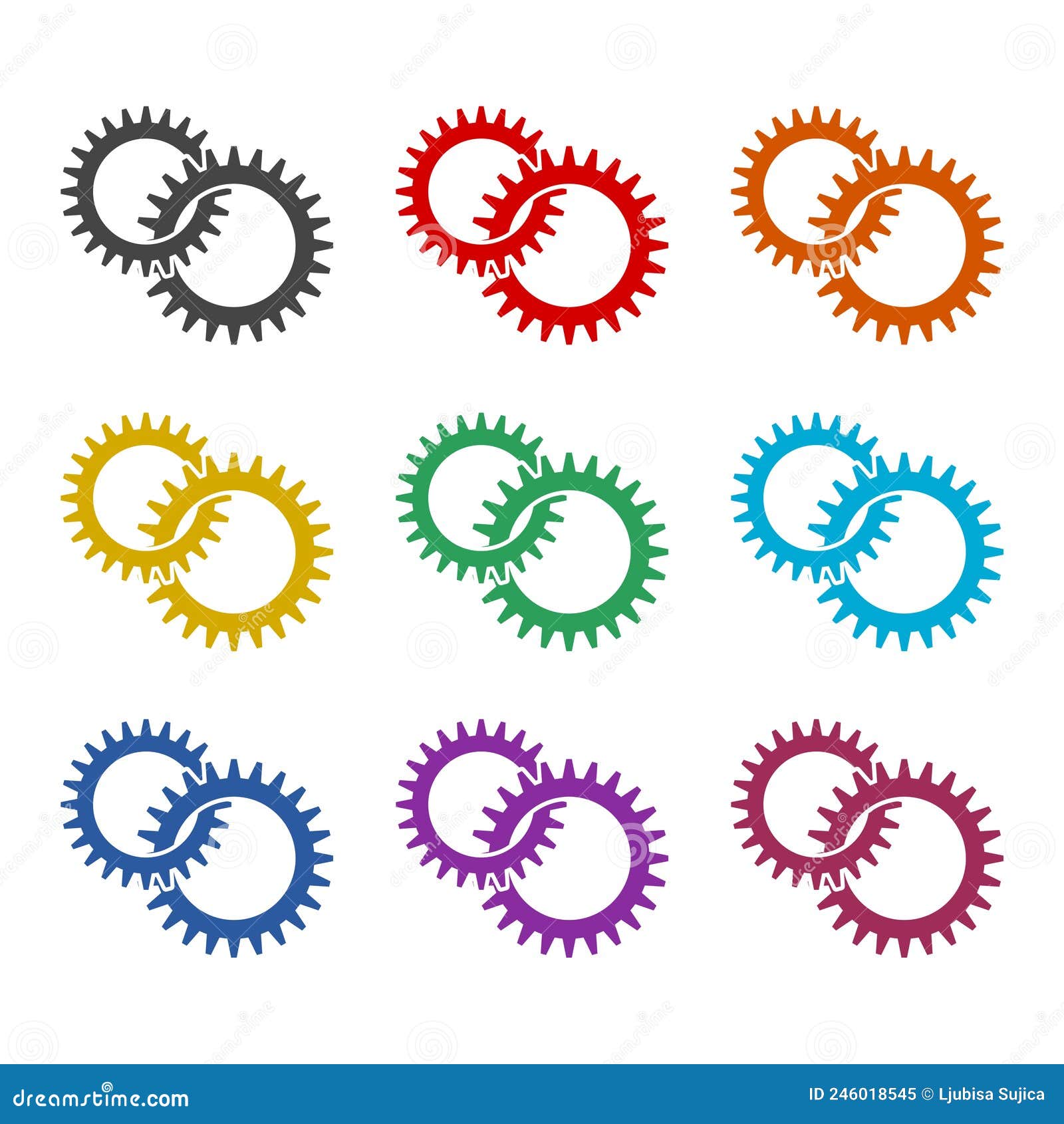 Simple Gears Icon Color Set Stock Vector - Illustration of icon, symbol ...