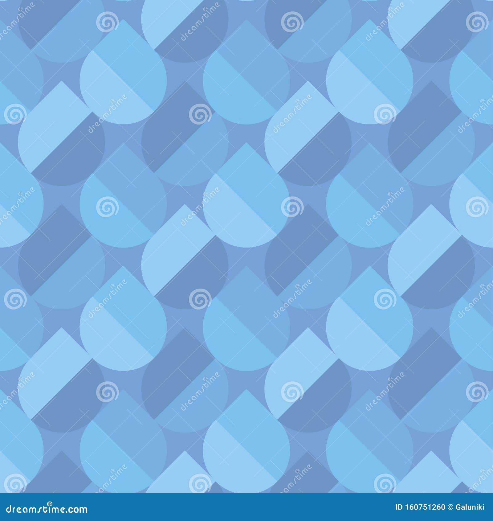 Simple Geometric Blue Raindrop Seamless Pattern Stock Vector ...