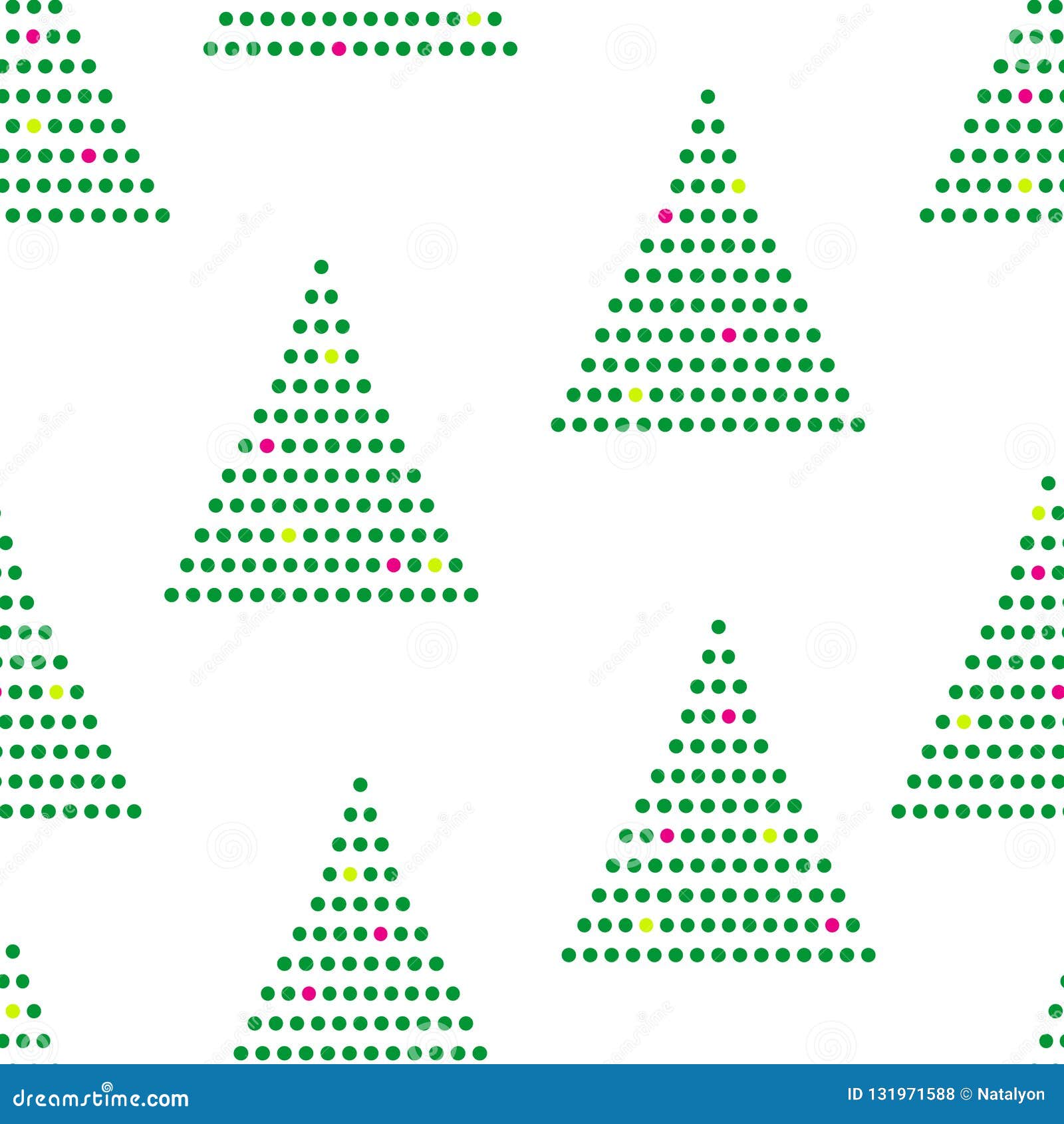 Simple Geometric Doted Christmas Trees Seamless Pattern, Vector Stock ...