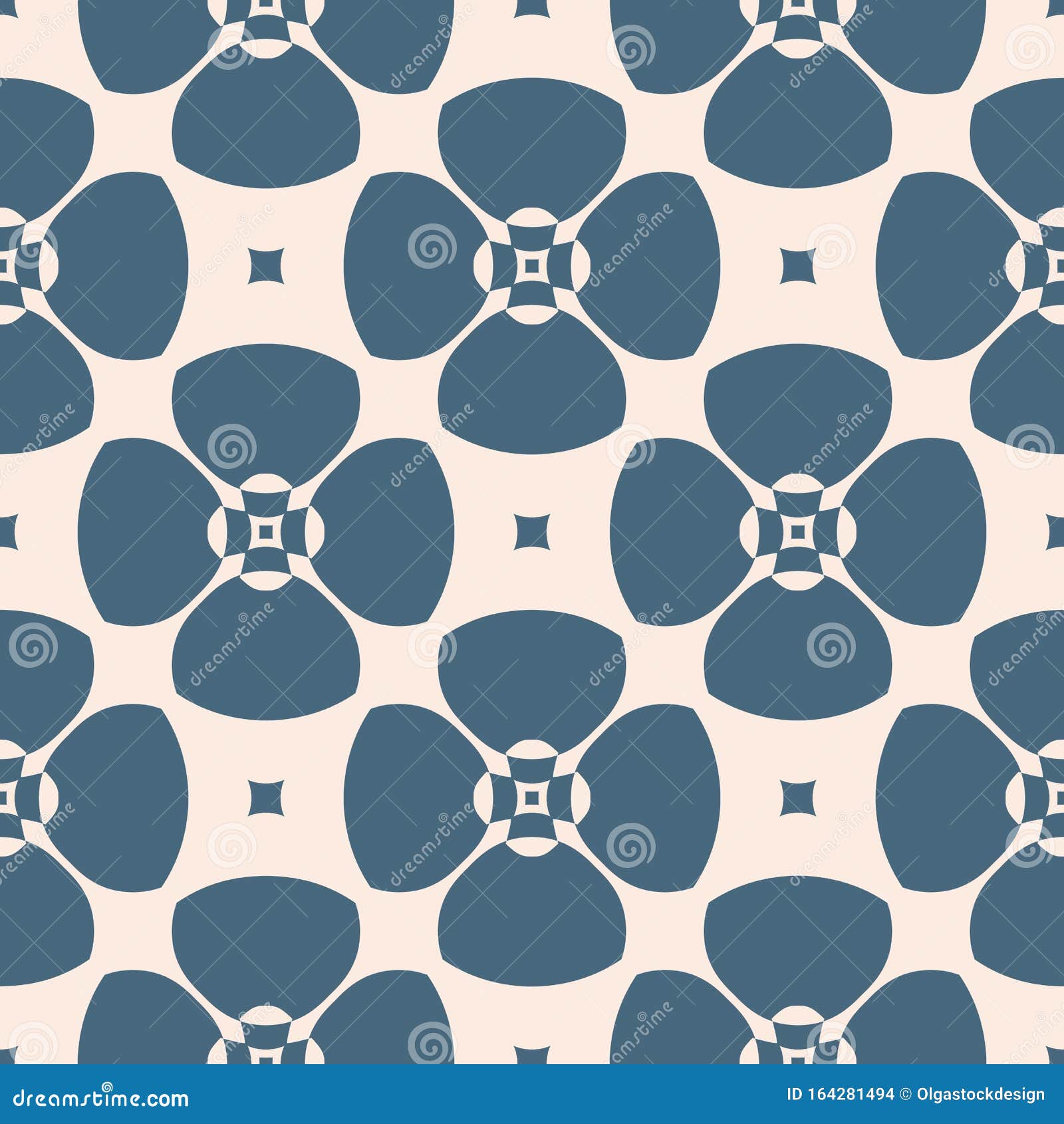 Vector Seamless Pattern. Simple Geometric Floral Texture. Soft Blue and ...