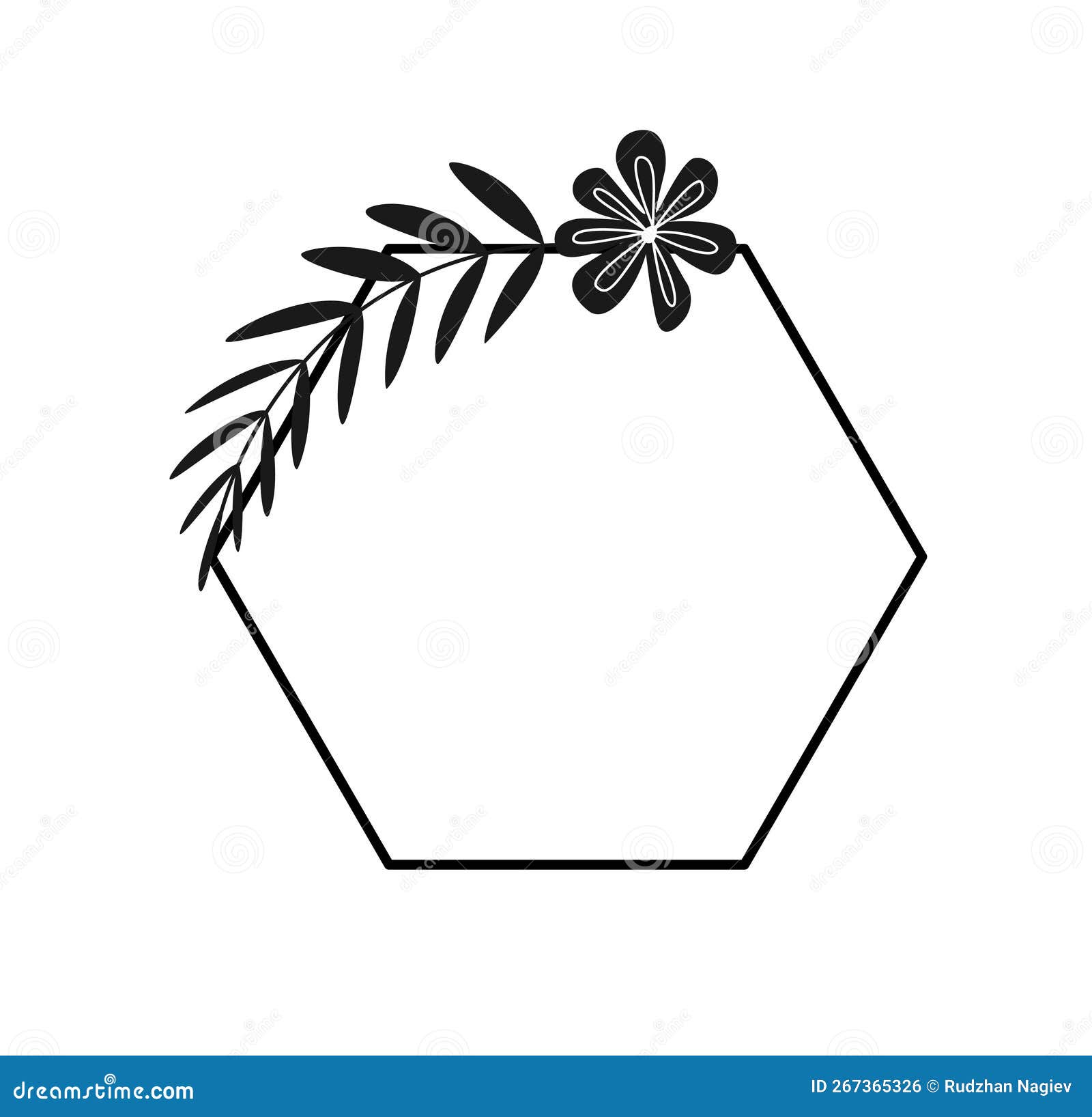 Simple Geometric Flower Frame Stock Vector - Illustration of stem ...