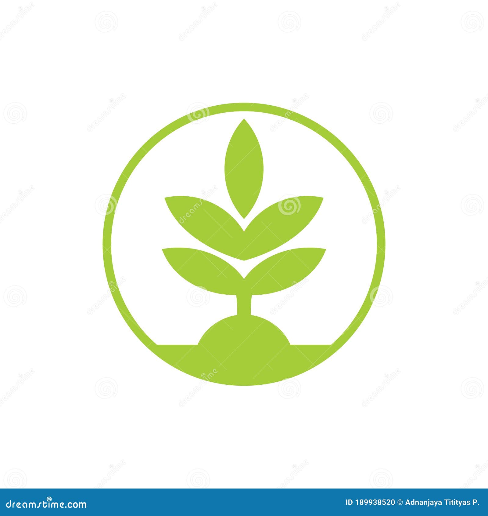 Simple Geometric Green Plant Circle Logo Vector Stock Vector ...