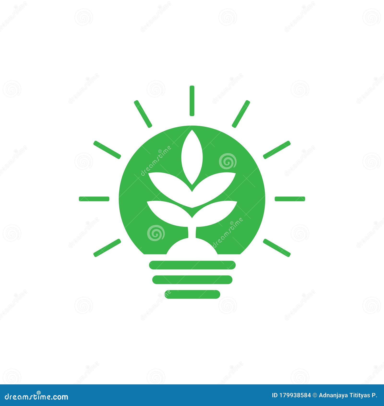 Simple Geometric Green Plant Light Bulb Symbol Logo Vector Stock Vector ...