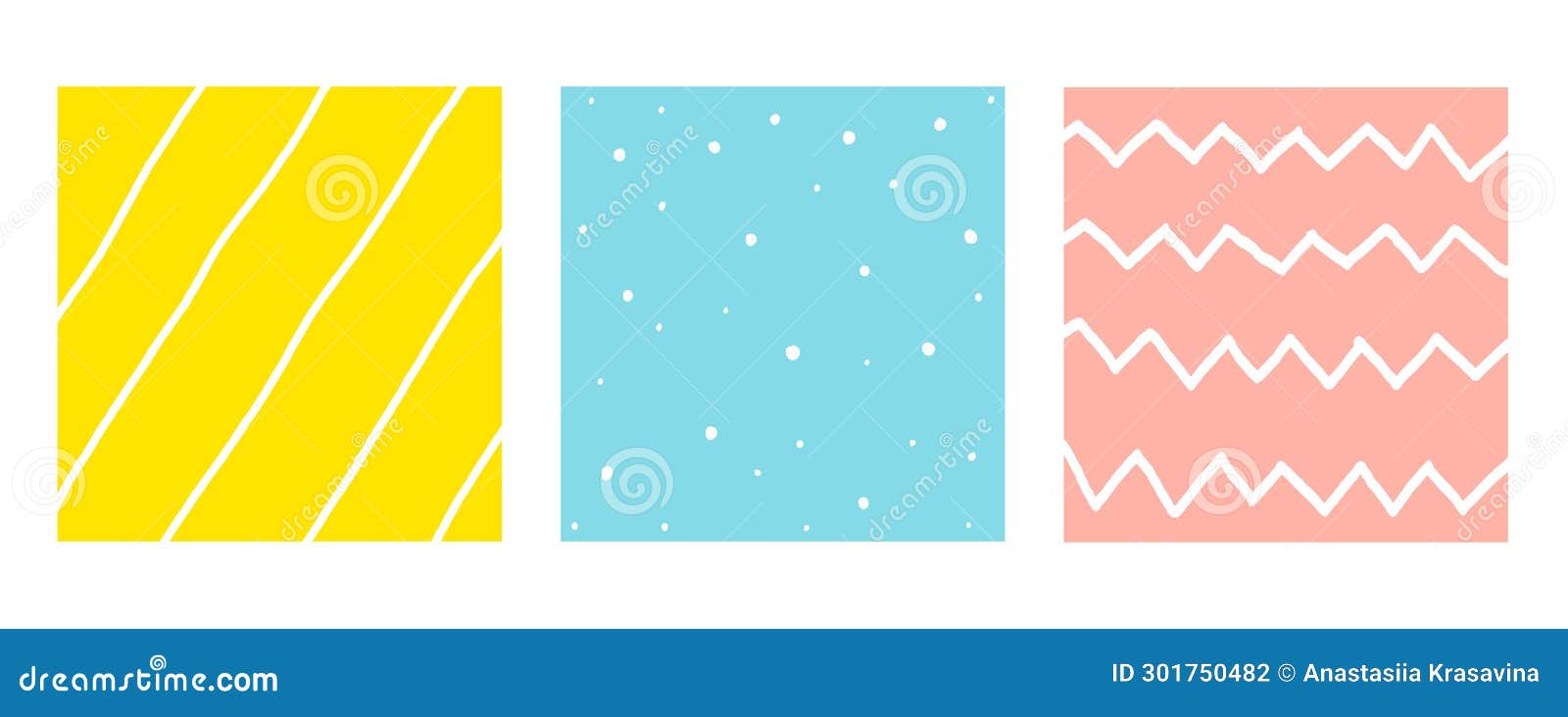 Simple Geometric Hand Drawn Irregular Patterns. Colored Doodle ...