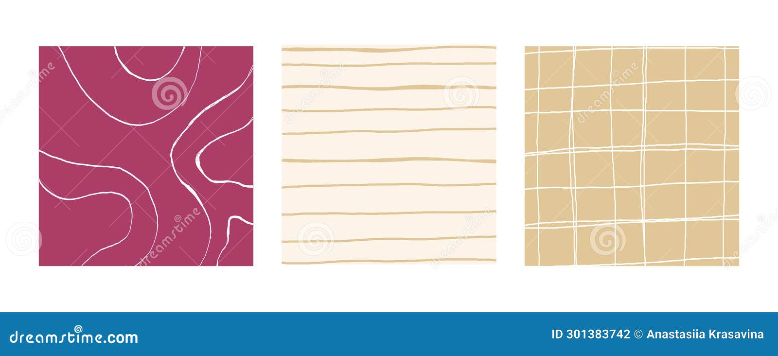 Simple Geometric Hand Drawn Irregular Patterns. Colored Doodle ...