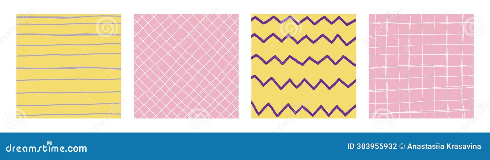 Simple Geometric Hand Drawn Irregular Patterns. Cute Colored Doodle ...