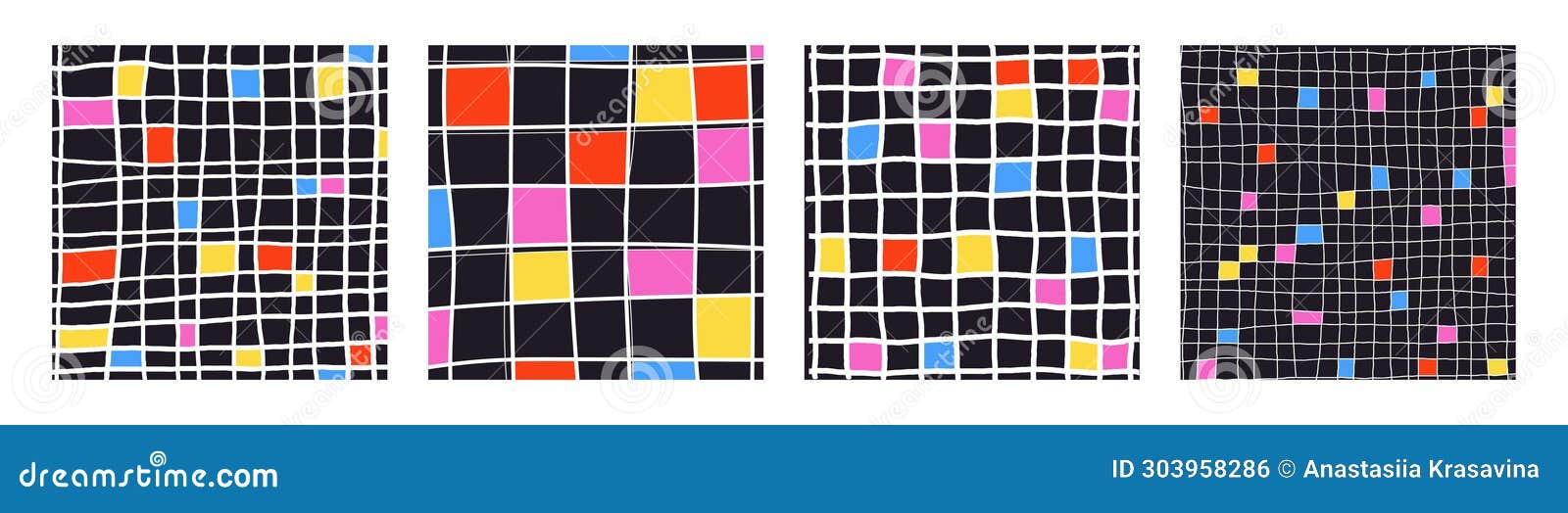 Simple Geometric Hand Drawn Irregular Patterns.Cute Colored Doodle ...