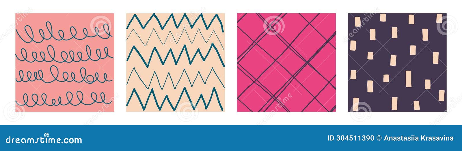 Simple Geometric Hand Drawn Irregular Patterns. Cute Colored Doodle ...