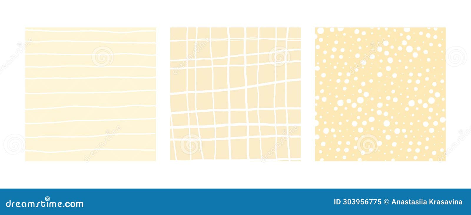 Simple Geometric Hand Drawn Irregular Patterns. Pale Yellow Doodle ...