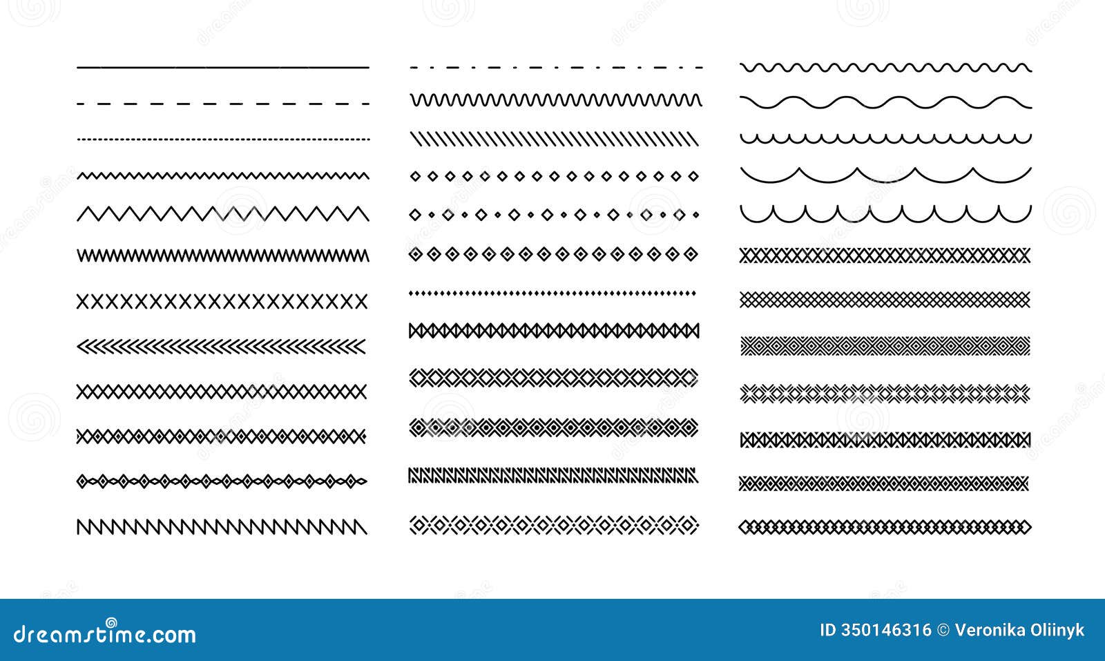 Simple Geometric Line Borders. Minimal Decorative Dividers and Border ...