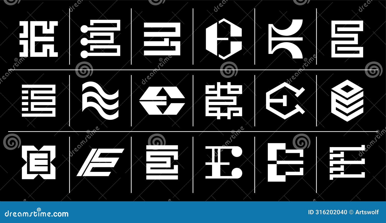 Simple Geometric Line Letter E Logo Template Set Stock Vector ...