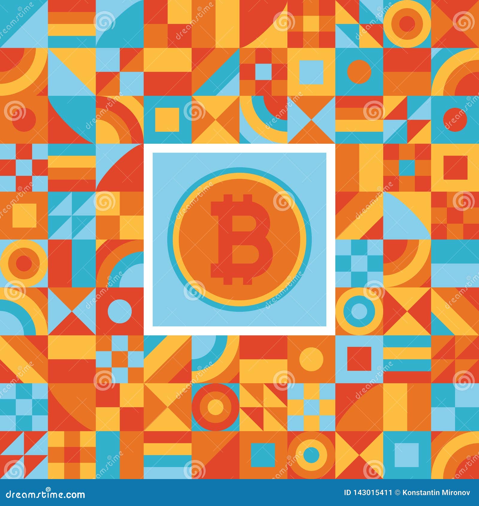 Simple Shapes Geomectric Seamless Pattern with Bitcoin Icon Sign for ...