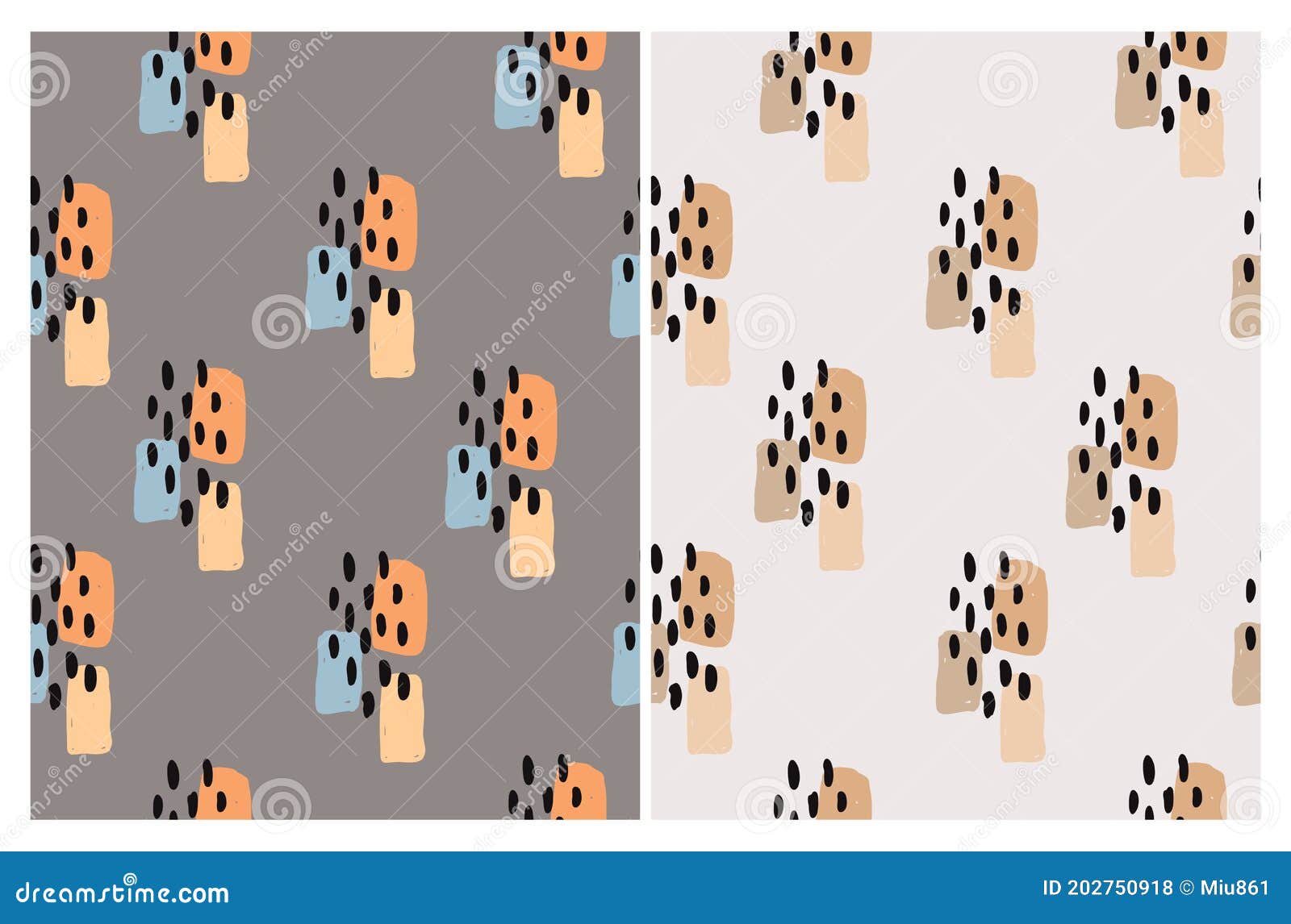 Simple Geometric Print. Seamless Vector Patterns Set with Irregular ...