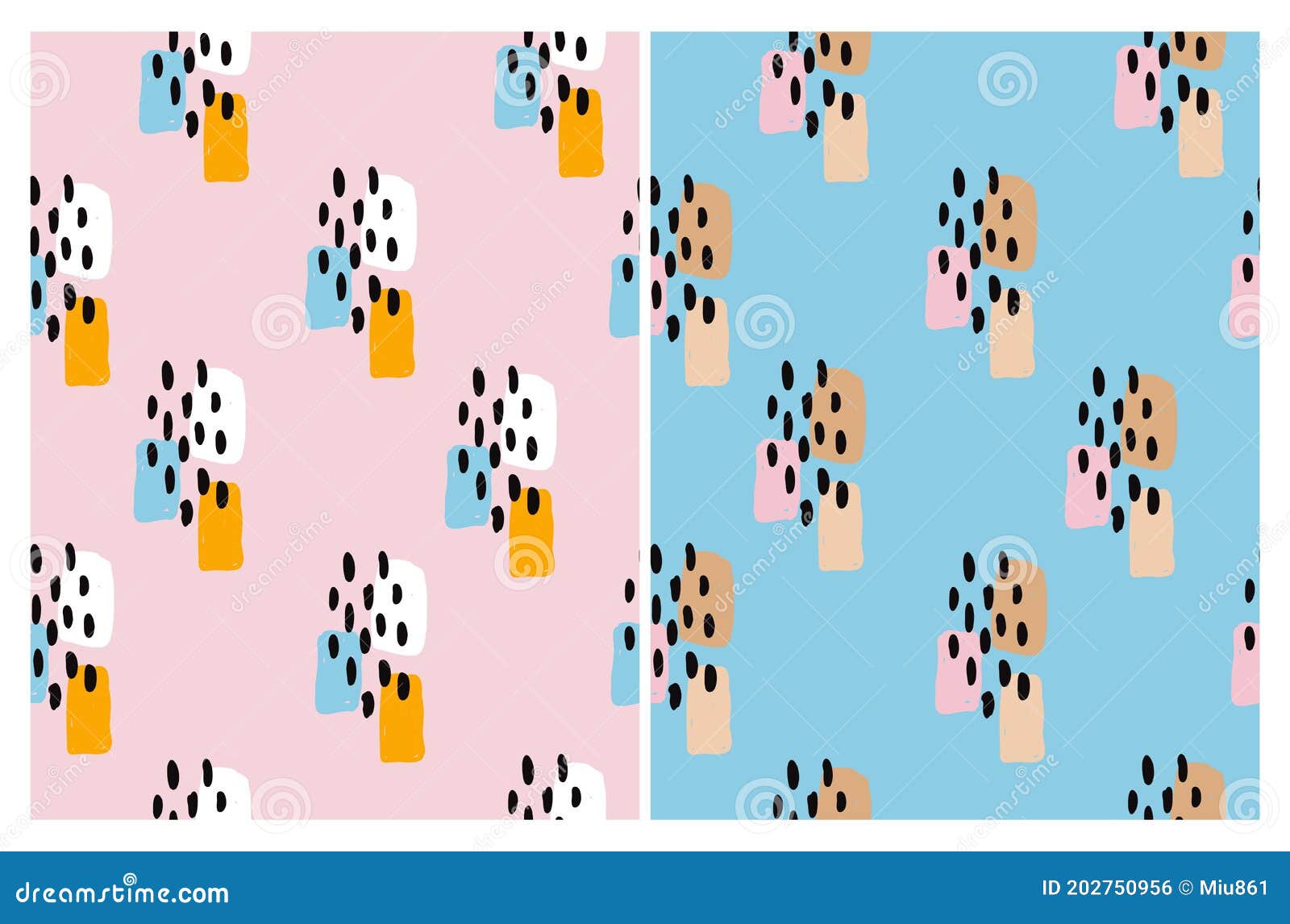 Simple Geometric Print. Seamless Vector Patterns Set with Irregular ...