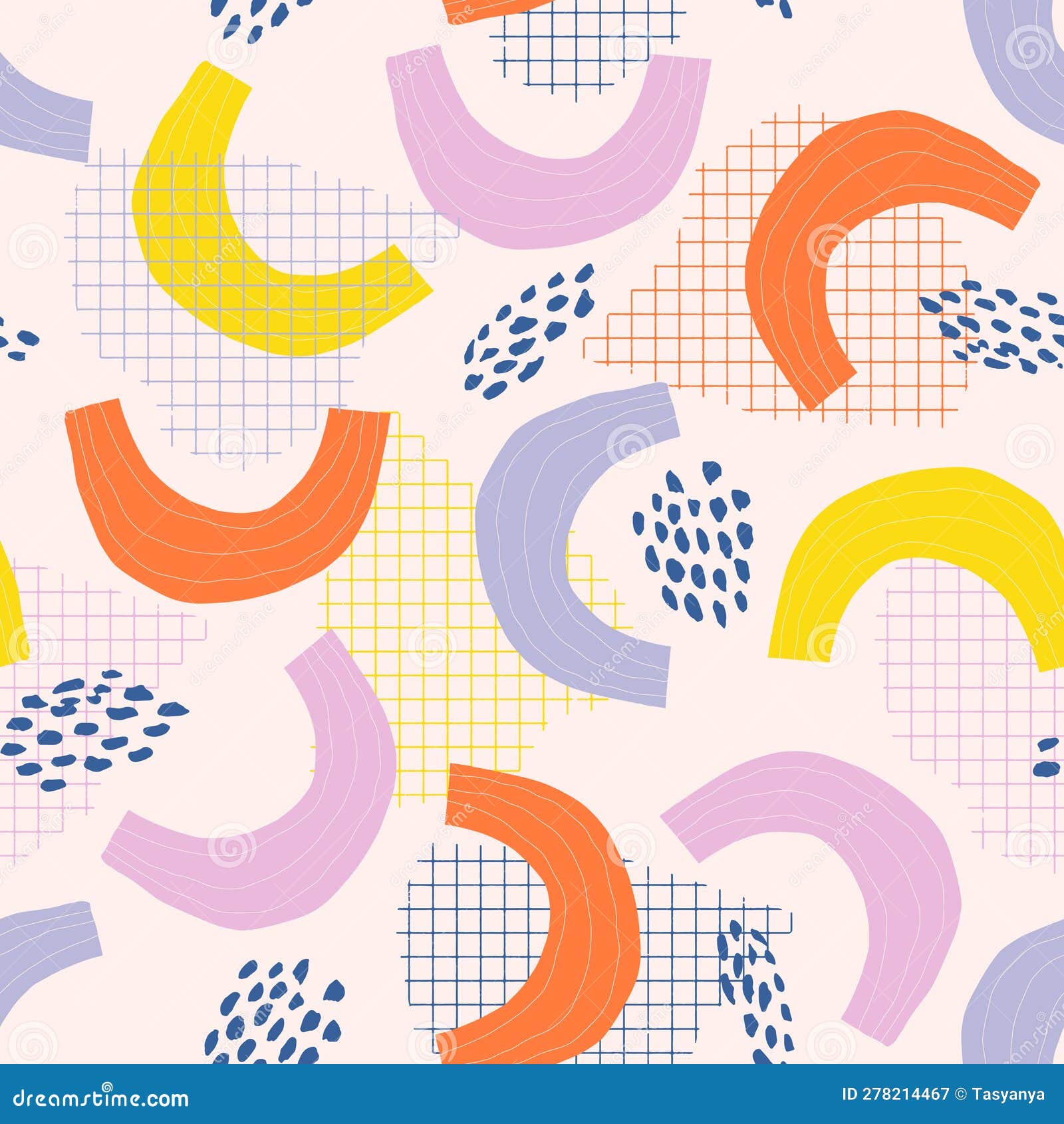 Simple Geometric Shapes Cut Out Collage Seamless Pattern in Vector ...