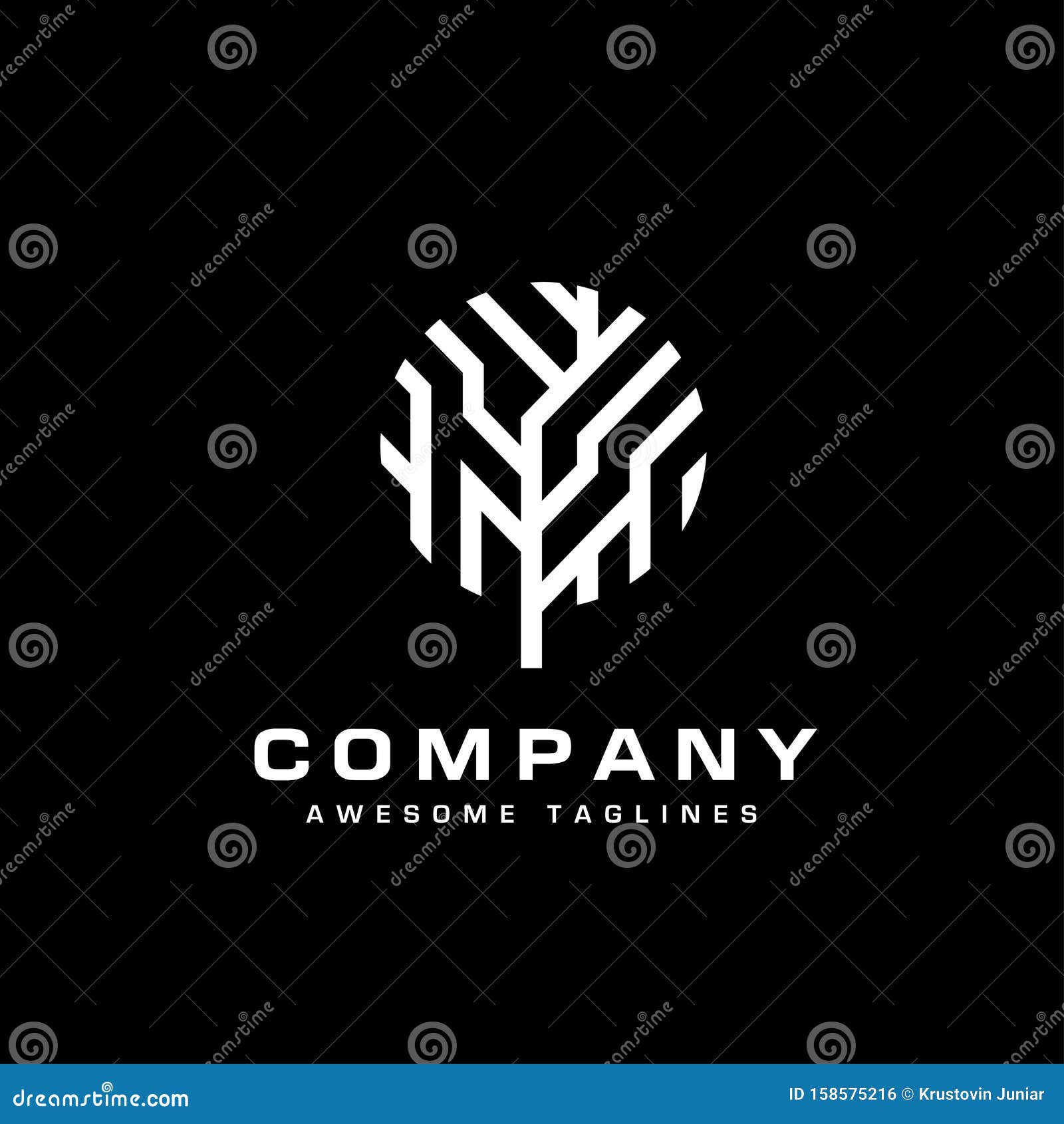 Simple Geometric Tree Circle Style Logo Stock Vector - Illustration of ...
