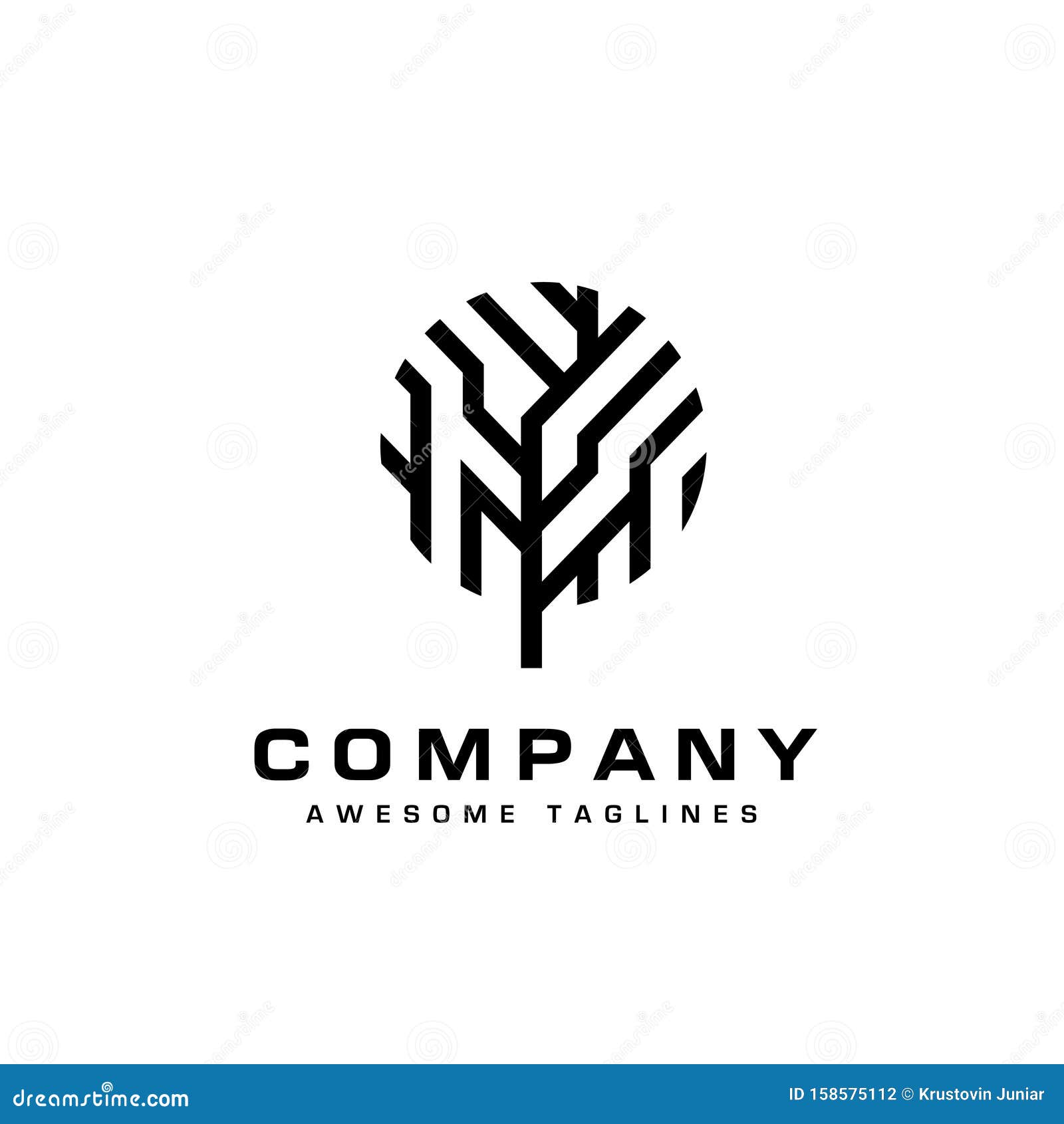 Simple Geometric Tree Circle Style Logo Stock Vector - Illustration of ...