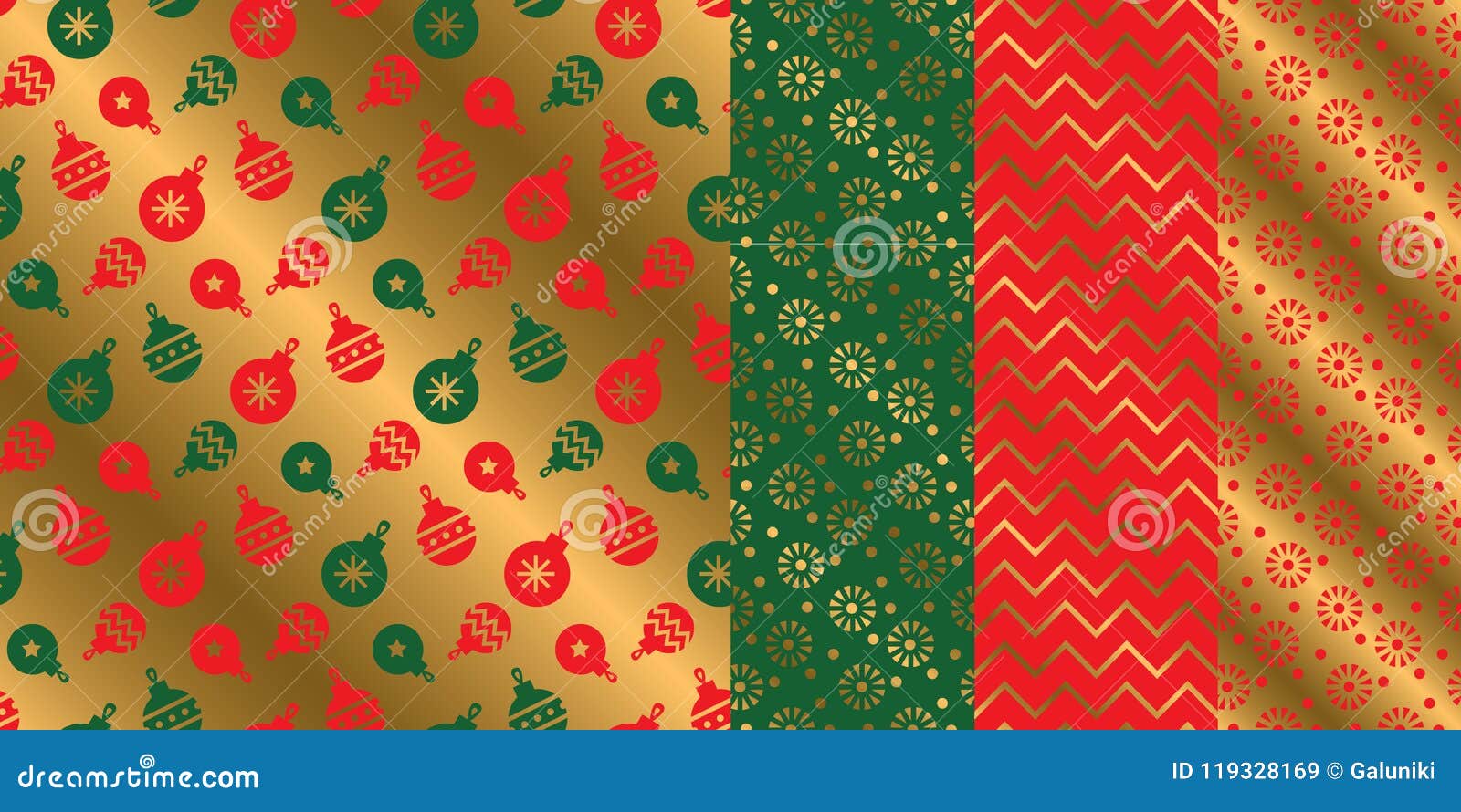 Simple Geometric Xmas Repeatable Pattern Set. Stock Vector ...