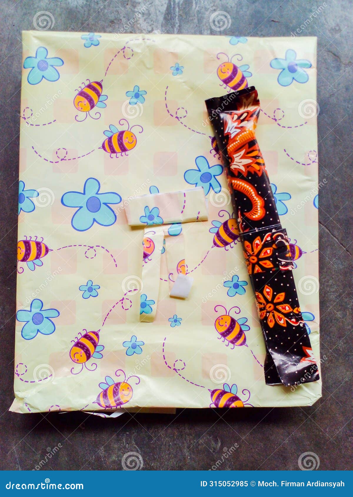 Simple Gifts on the Floor. Cute Wrapping Paper Stock Image - Image of ...