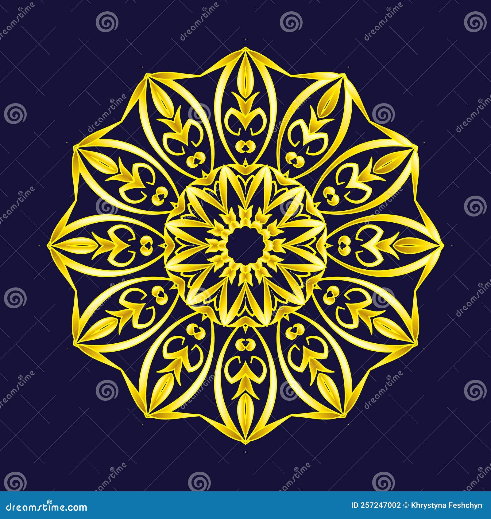Simple Gold Circular Pattern on Dark Blue Backdrop Stock Vector ...