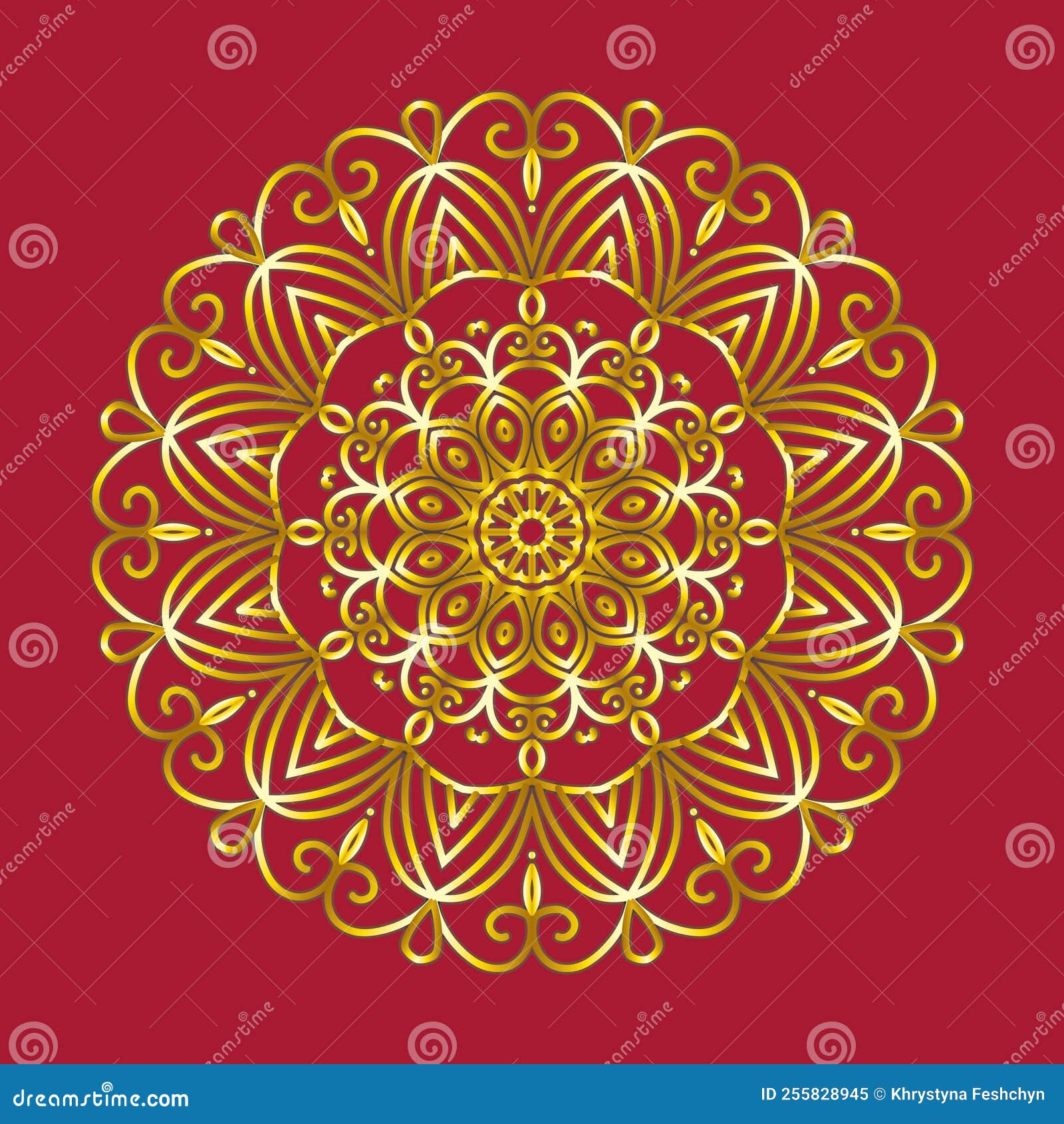 Simple Gold Circular Pattern on Red Background Stock Vector ...