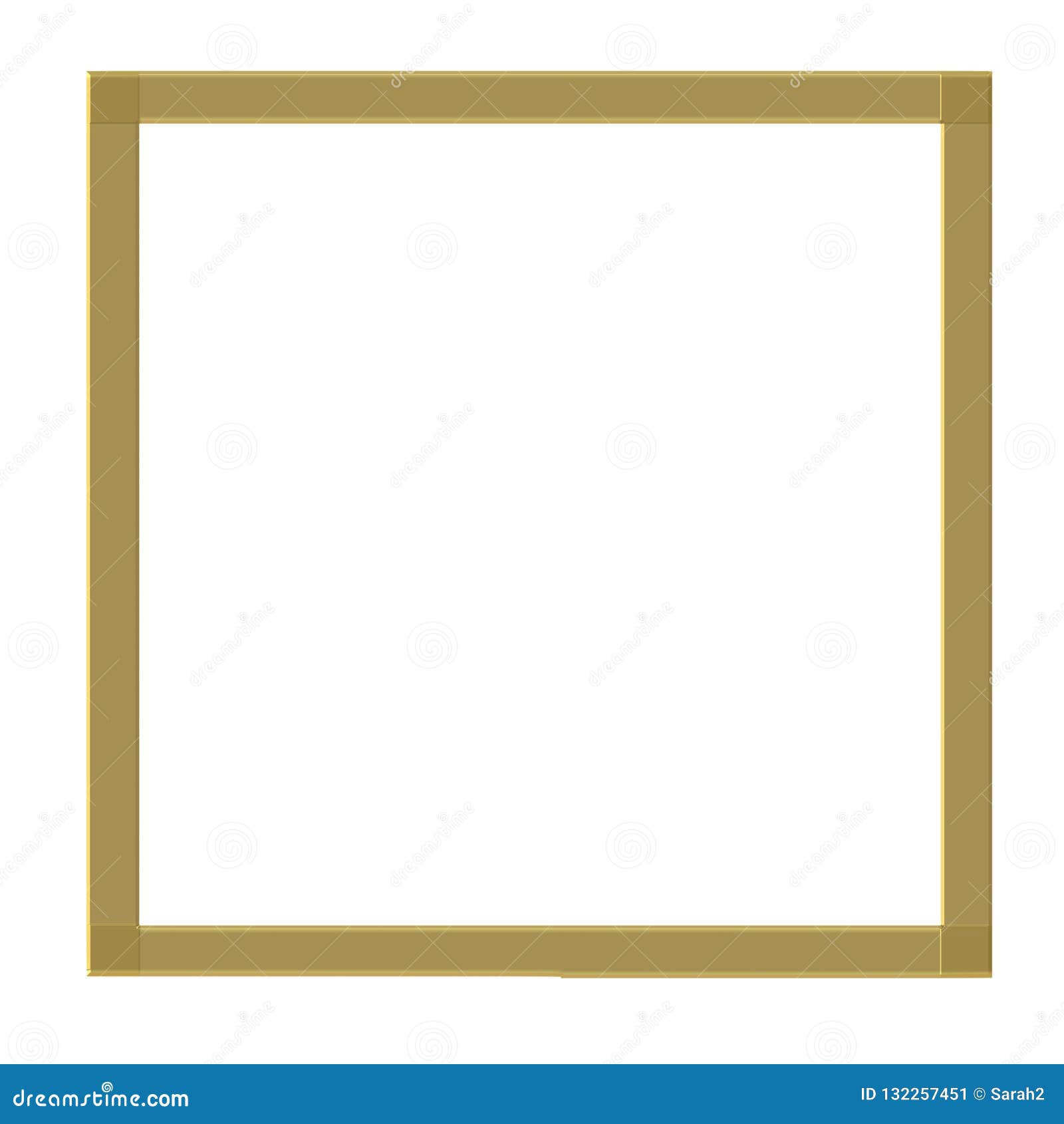 Simple Gold Frame Isolated On White Background. Square Shape. Royalty ...