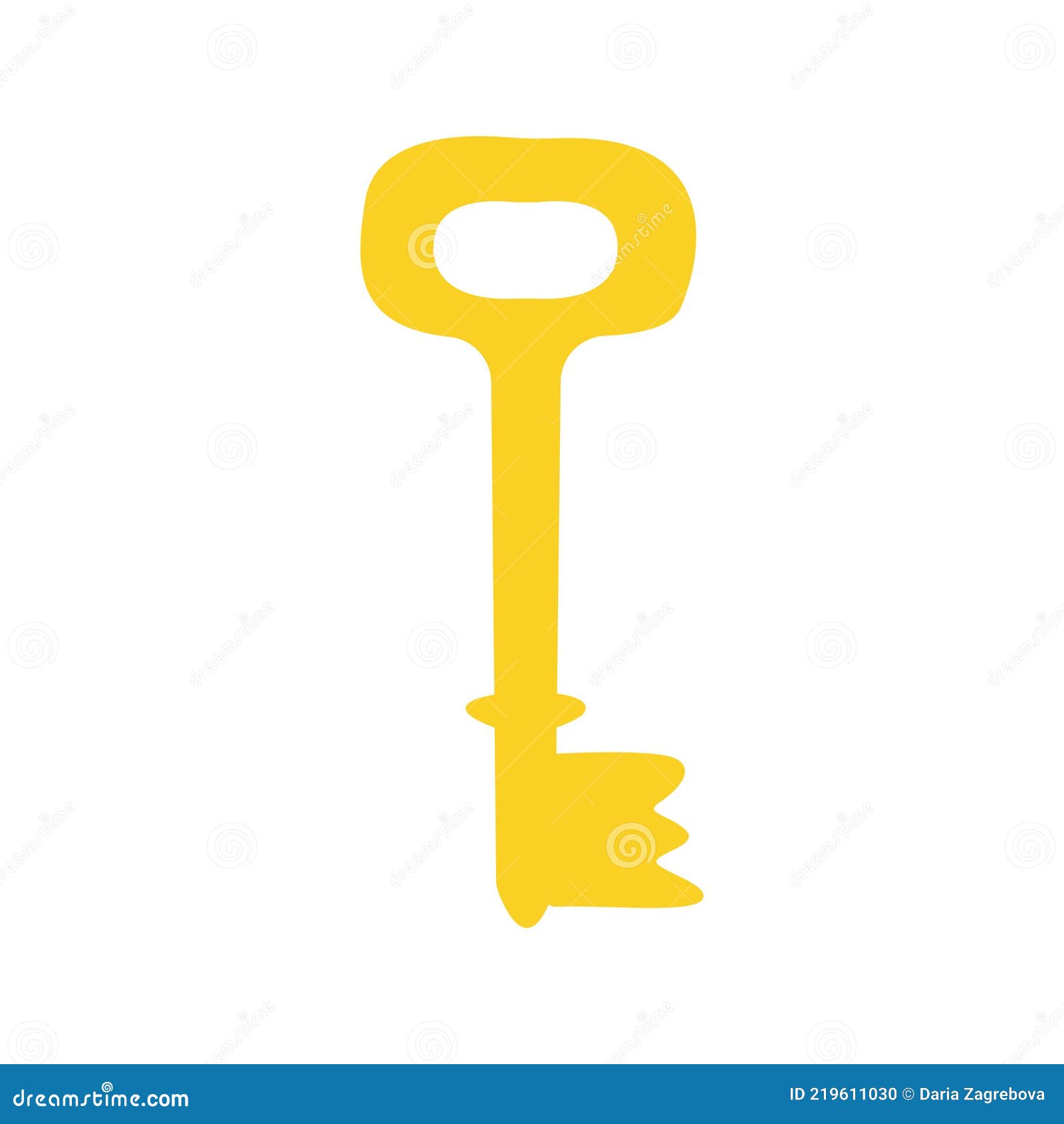 A Simple Gold Key on a White Background. Vector Image in a Flat Style ...