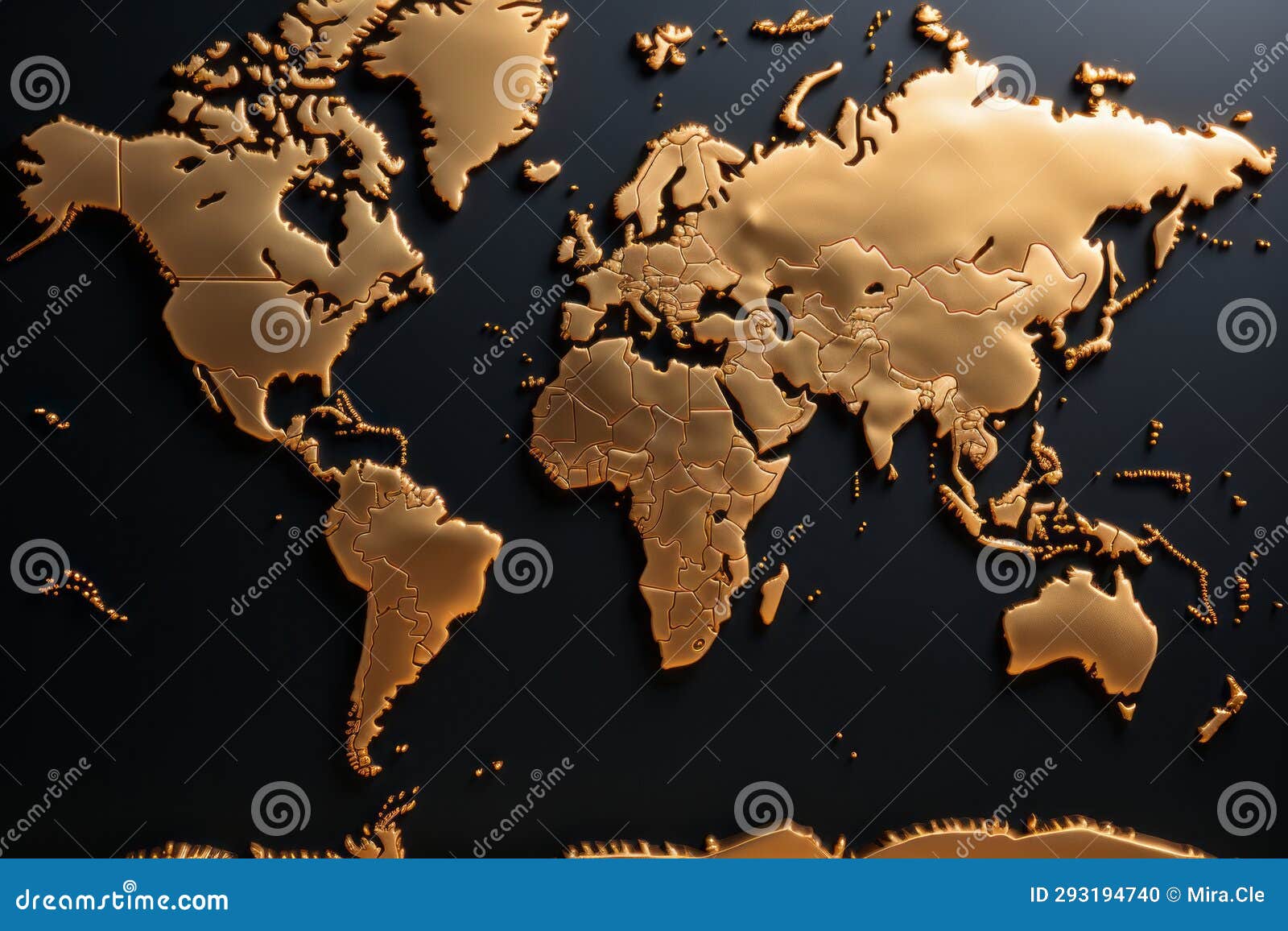 Simple Gold World Map, Created with Generative AI Stock Illustration ...