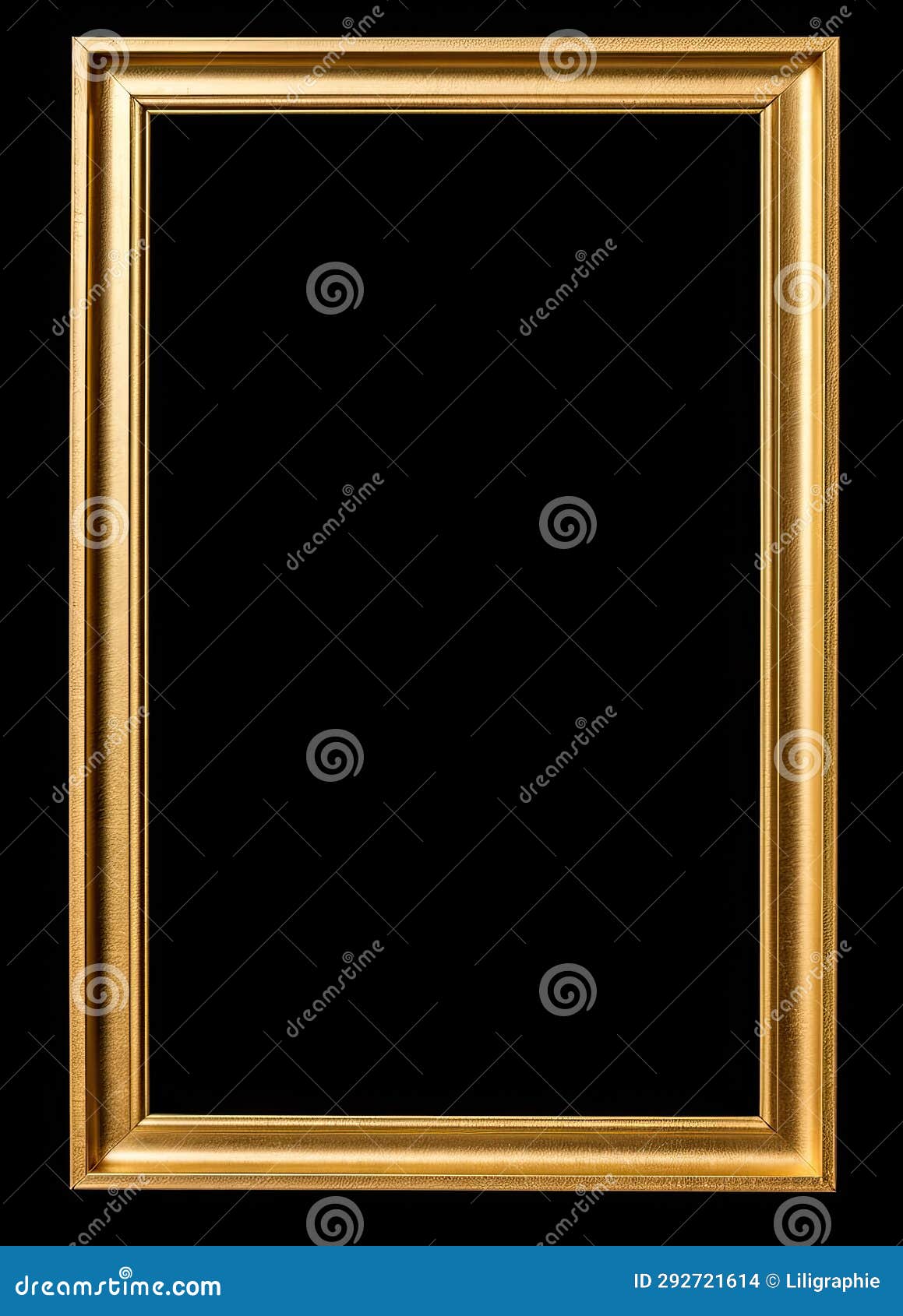 Simple Golden Frame. Picture Frame Isolated on Black Background Stock ...