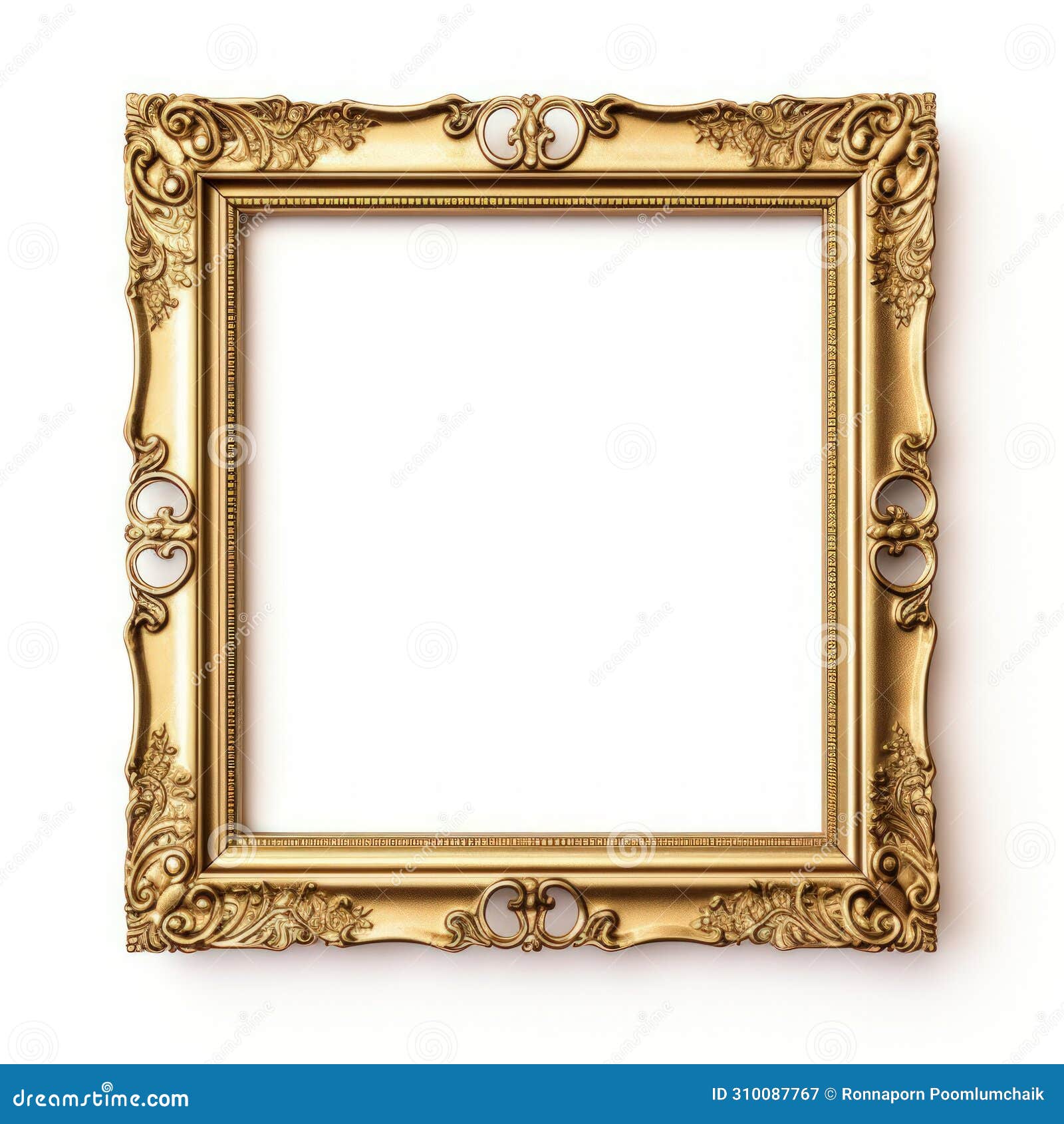Simple Golden Frame on a White Background Stock Illustration ...