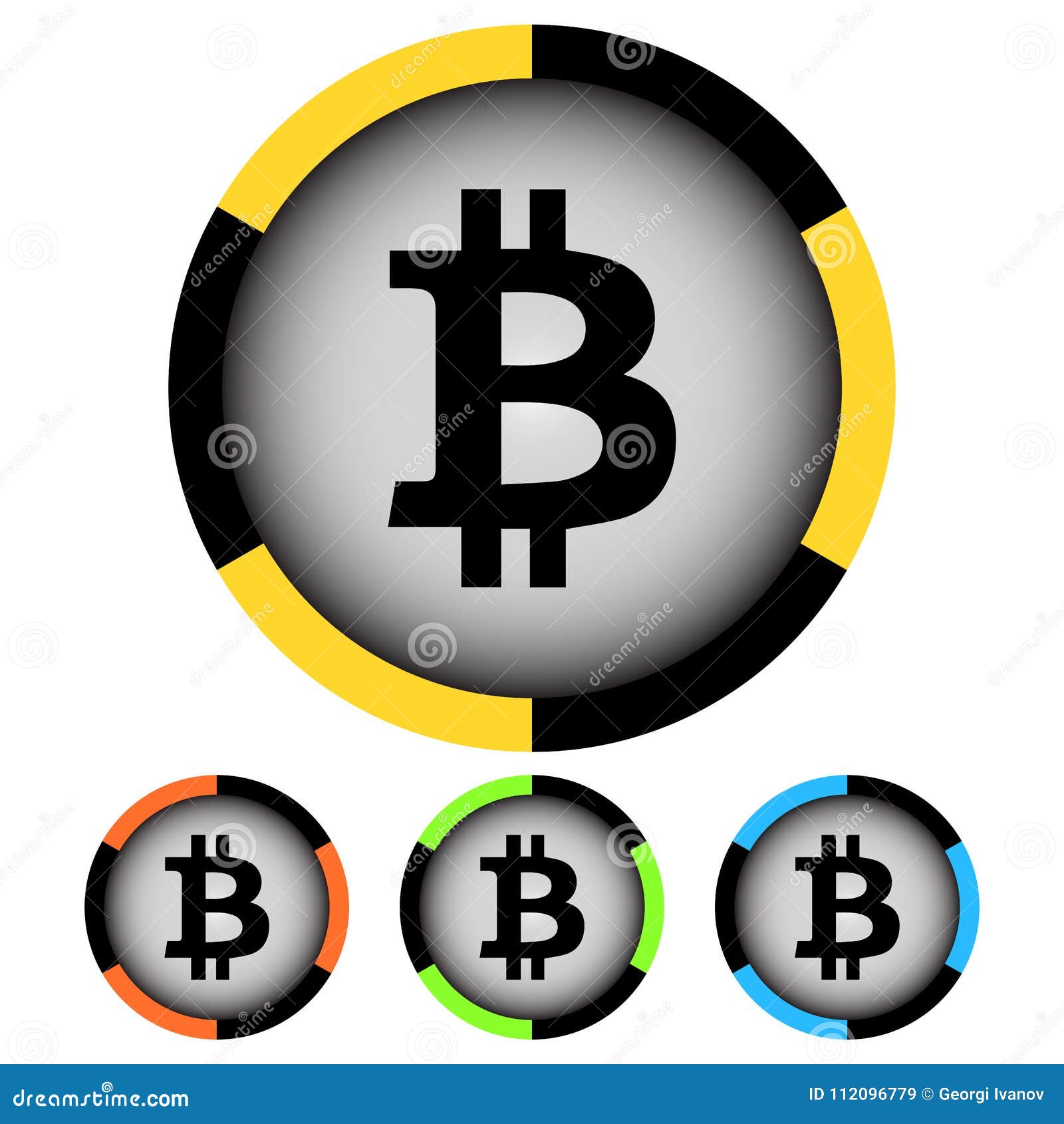 Simple, Gradient Bitcoin Chip. Four Color Variations Stock Vector ...