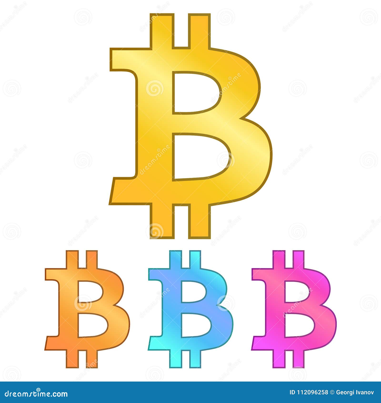 Simple, Gradient Bitcoin Logo. Four Color Variations Stock Vector ...