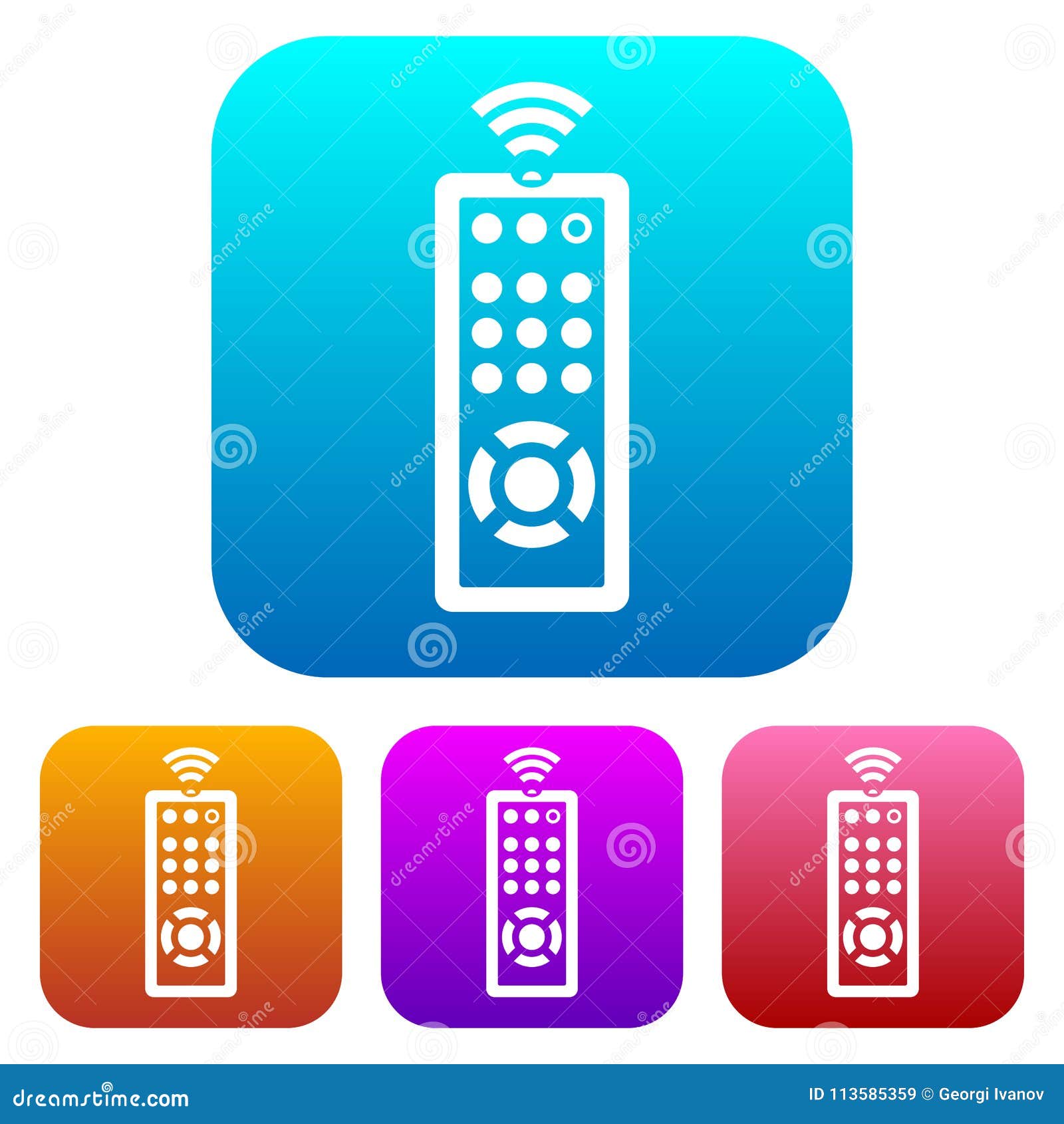 Simple, Gradient, Square TV Remote White Frame Icon. Four Color ...